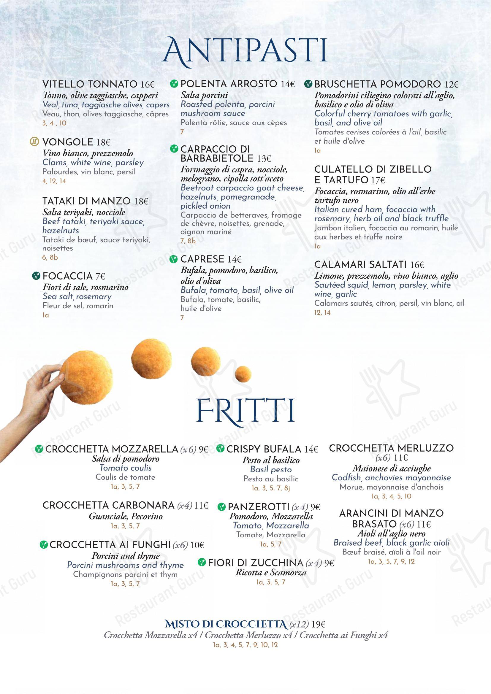Menu at il Tocco Ristorante restaurant, Luxembourg City