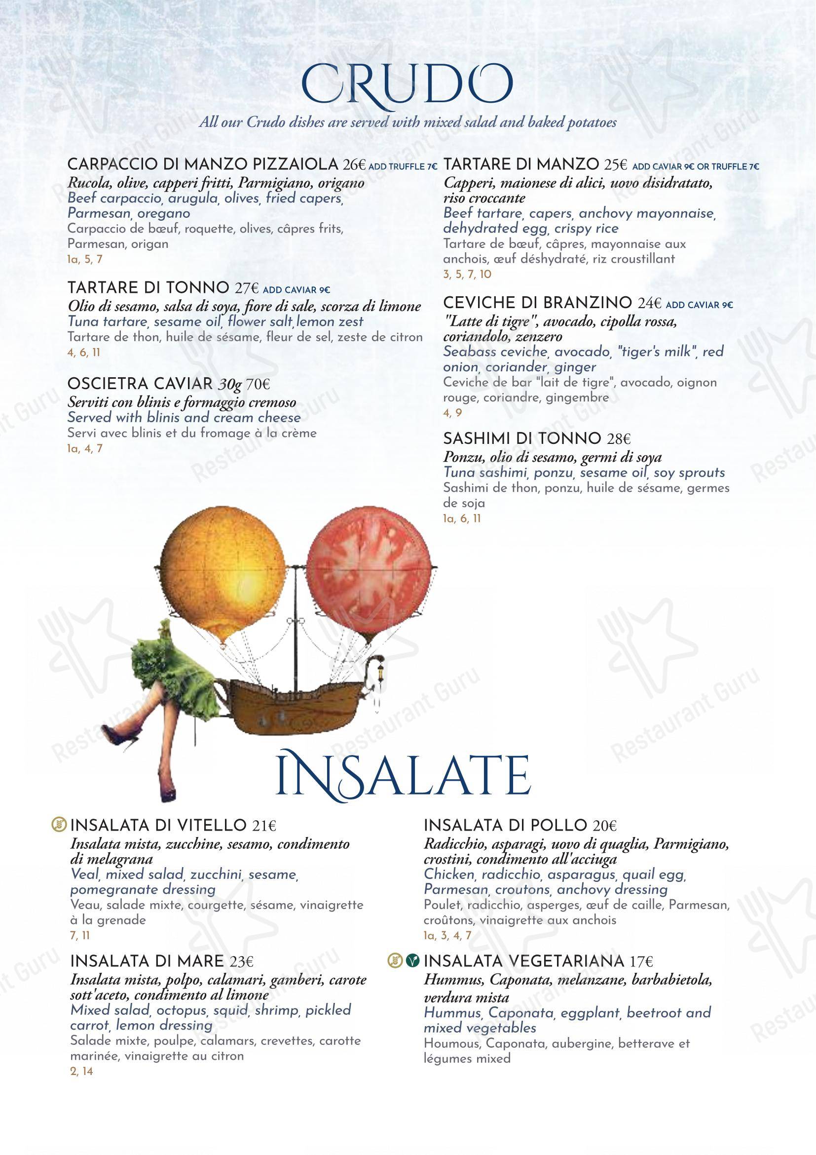 Menu at il Tocco Ristorante restaurant, Luxembourg City