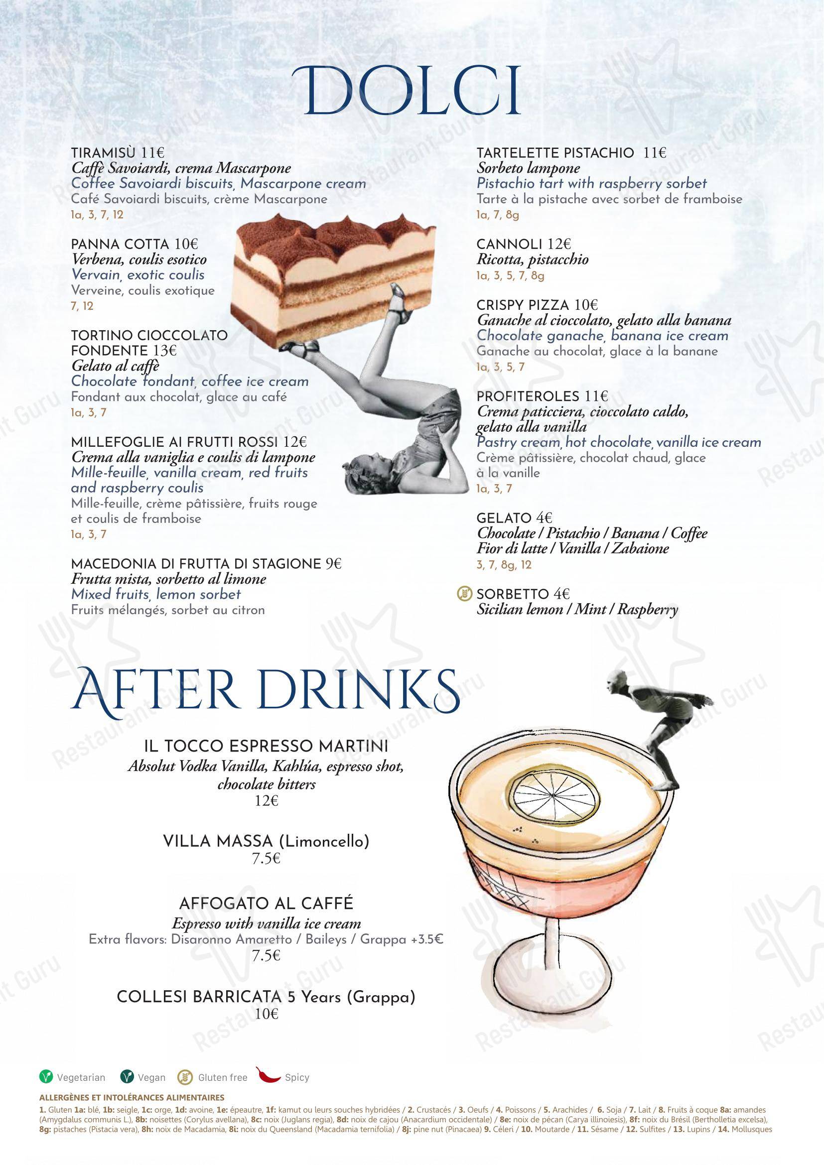 Menu at il Tocco Ristorante restaurant, Luxembourg City