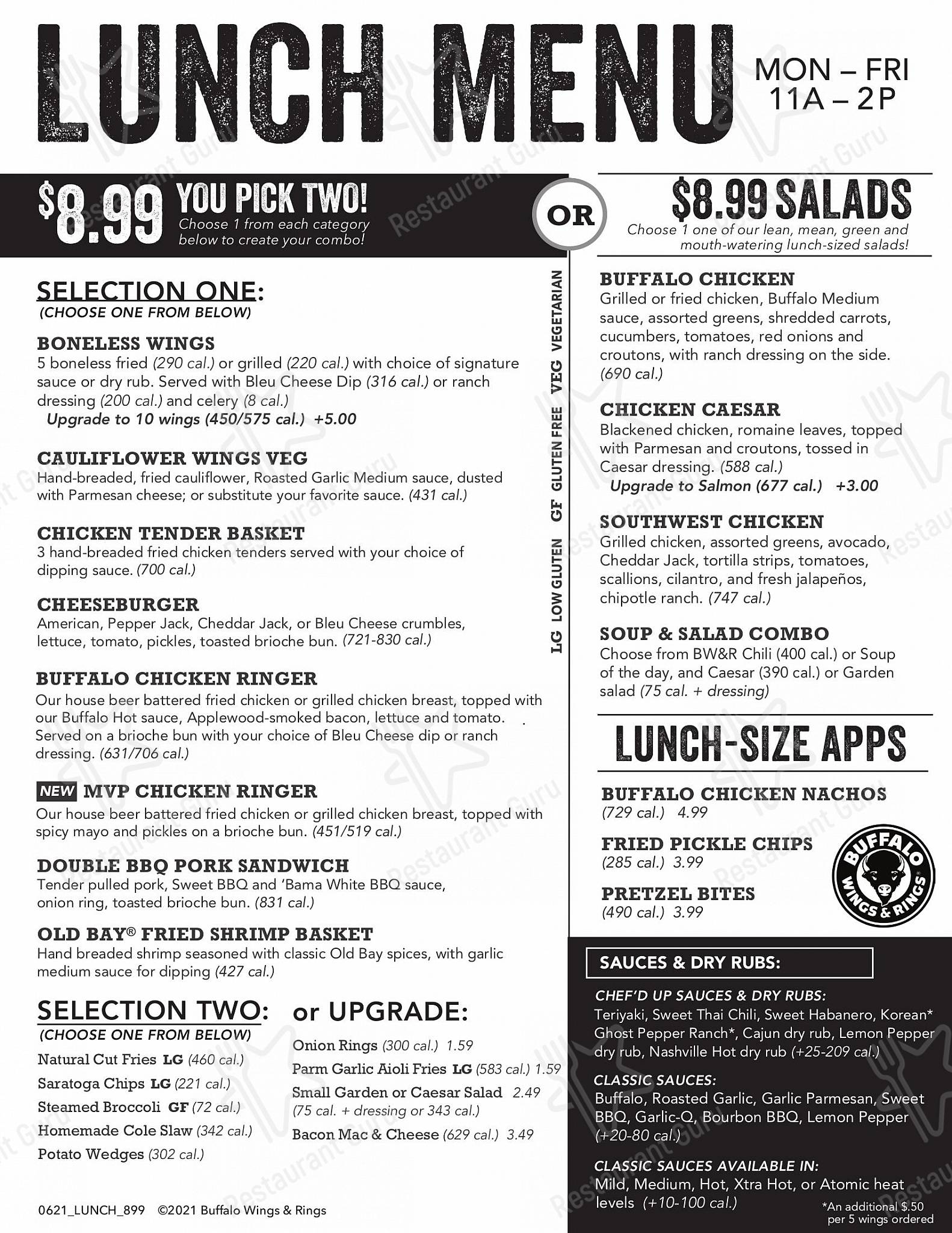 Menu at Wings and Rings restaurant Greendale