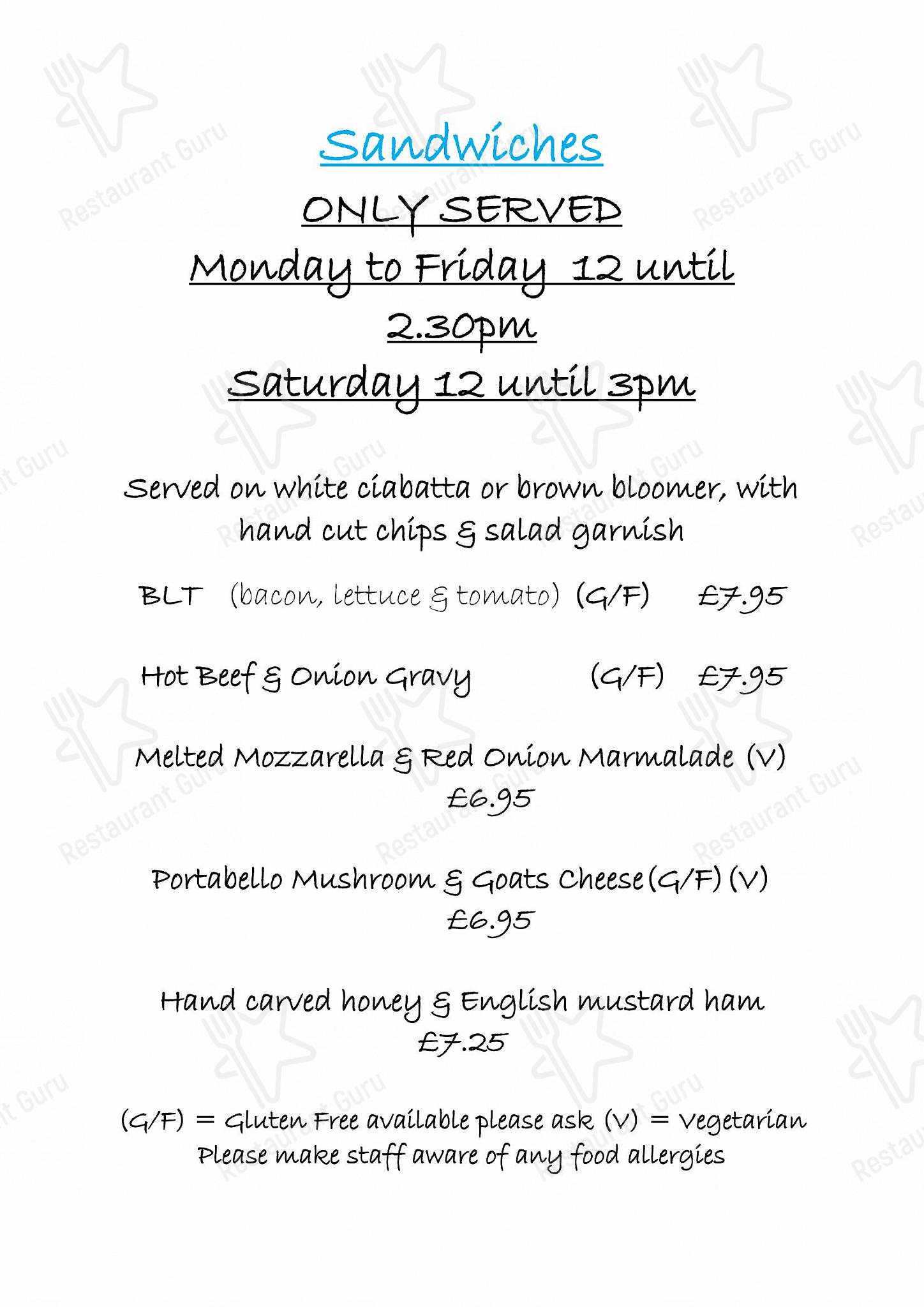 Menu at The Four Sons Inn pub & bar, Huddersfield