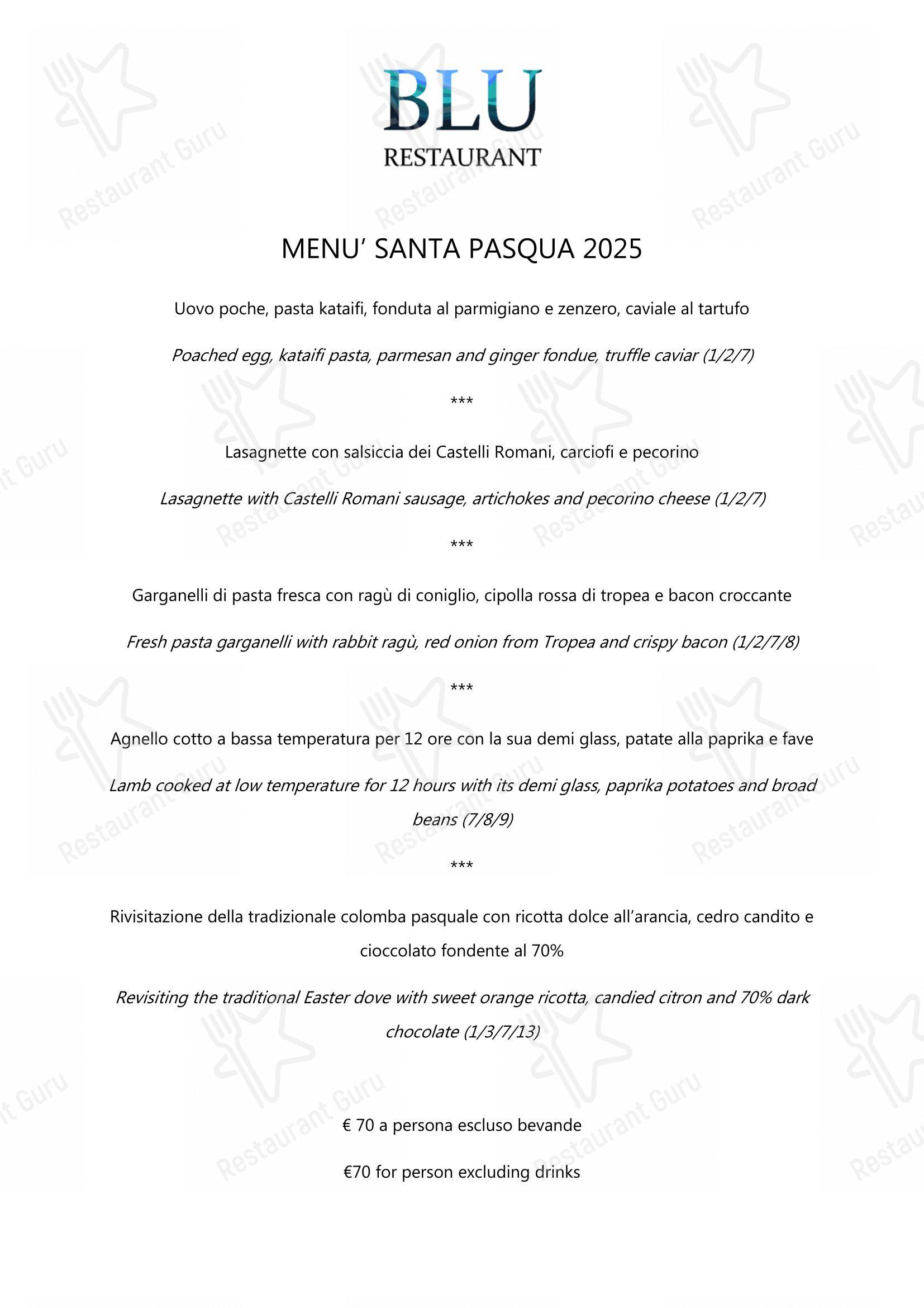 Menu au Ristorante BLU, Brunate