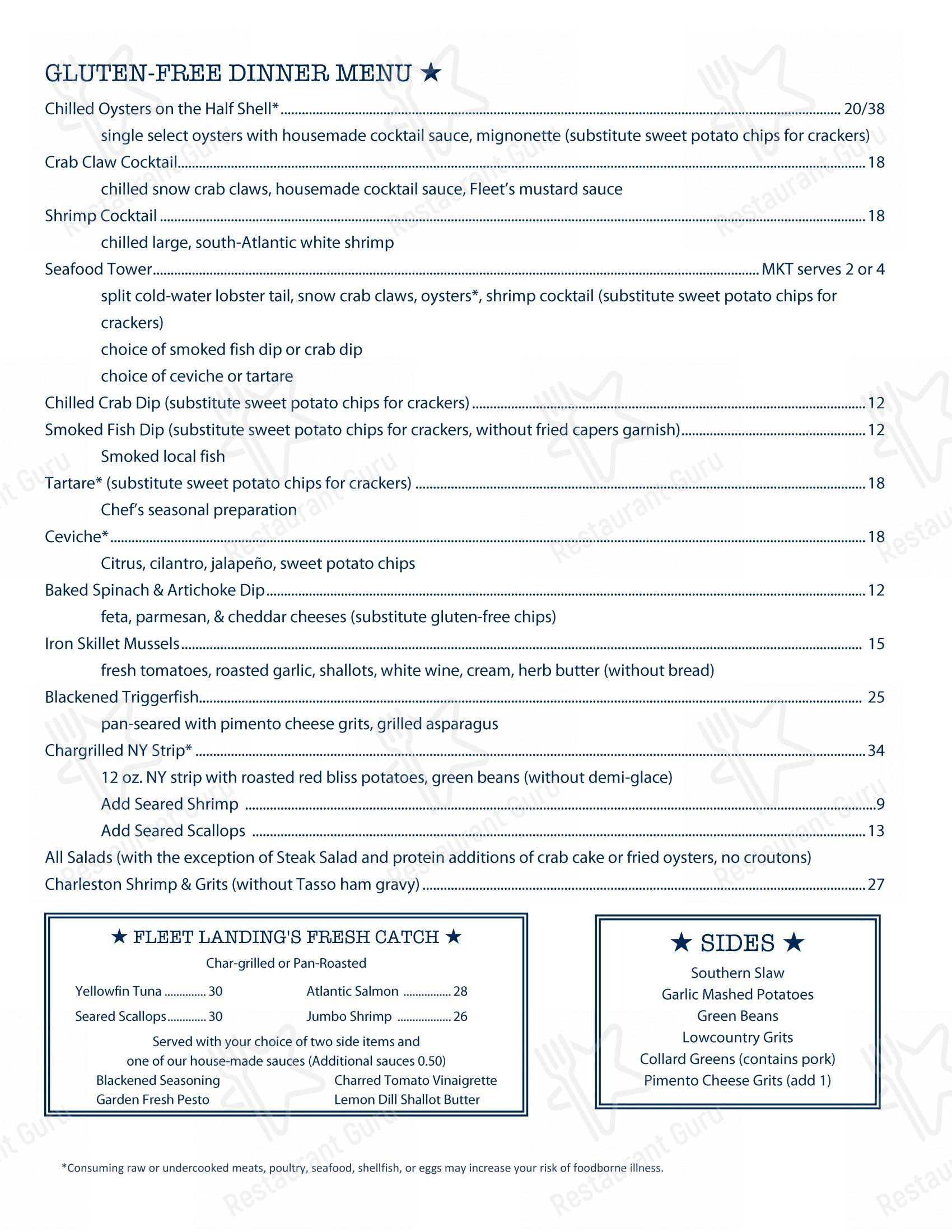 Menu at Fleet Landing Restaurant & Bar, Charleston