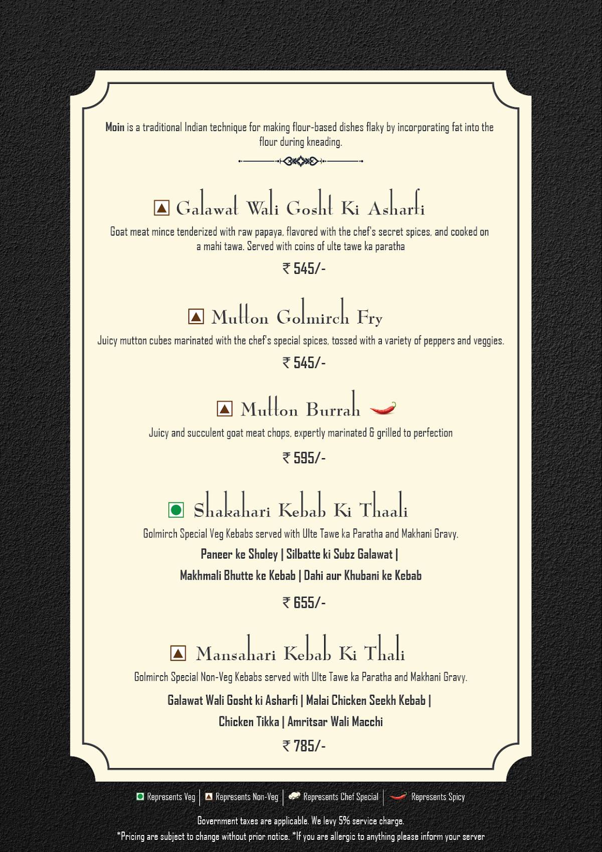 Menu at Golmirch From Biryani By Kilo, Jaipur