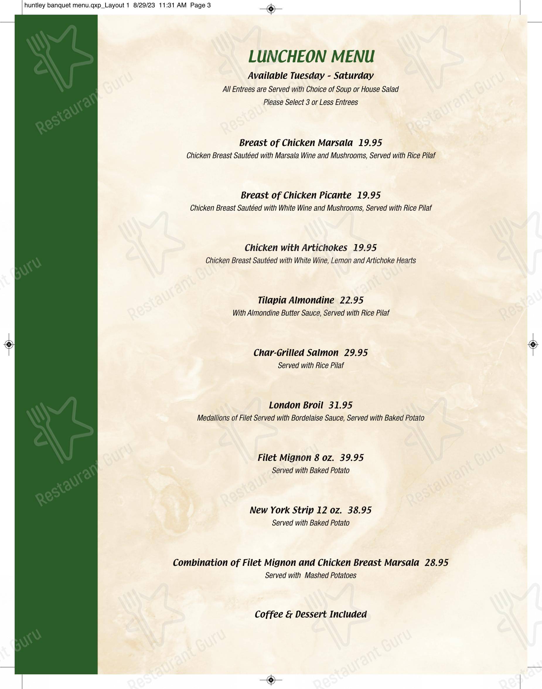 Menu at Jameson's Charhouse steakhouse, Crystal Lake