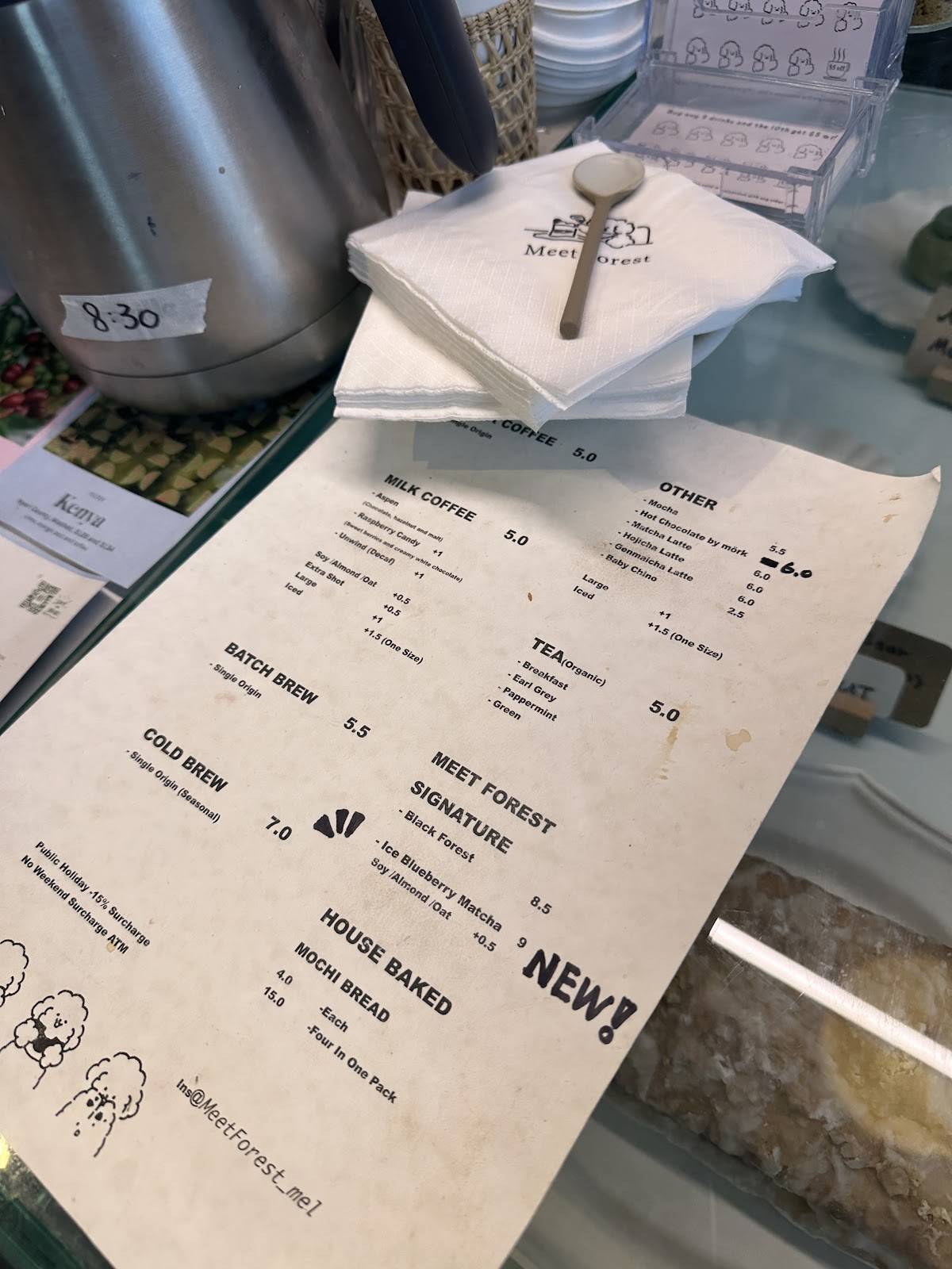 Carta del café Meet Forest, South Yarra