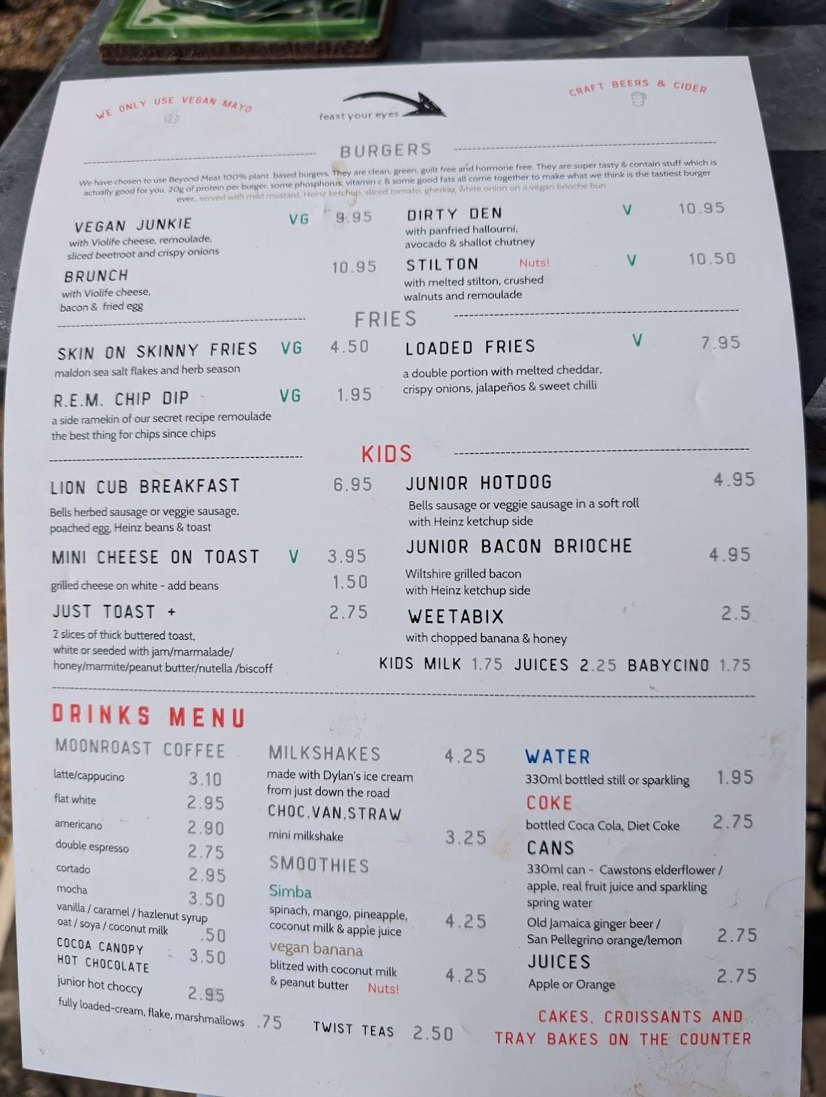 Menu at The Lions Den Cafe, Midhurst