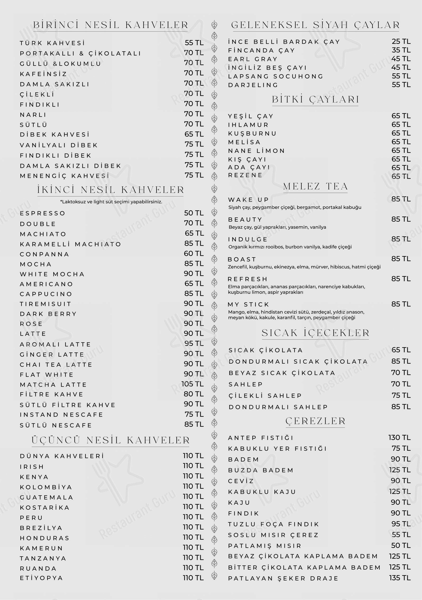 Menu at Mıscha cafe Restaurant, Ankara