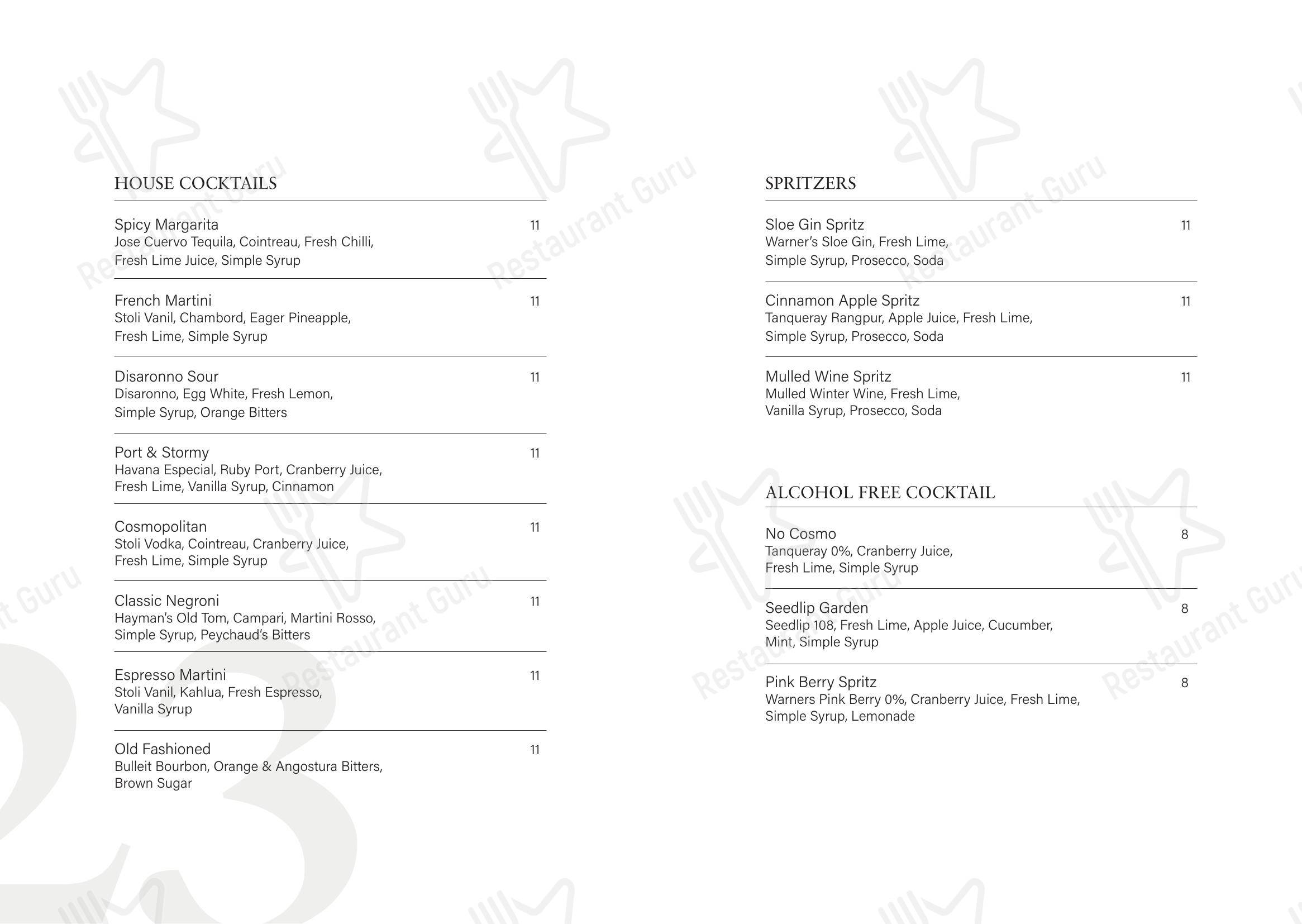 Menu at No 23 restaurant, Uppingham