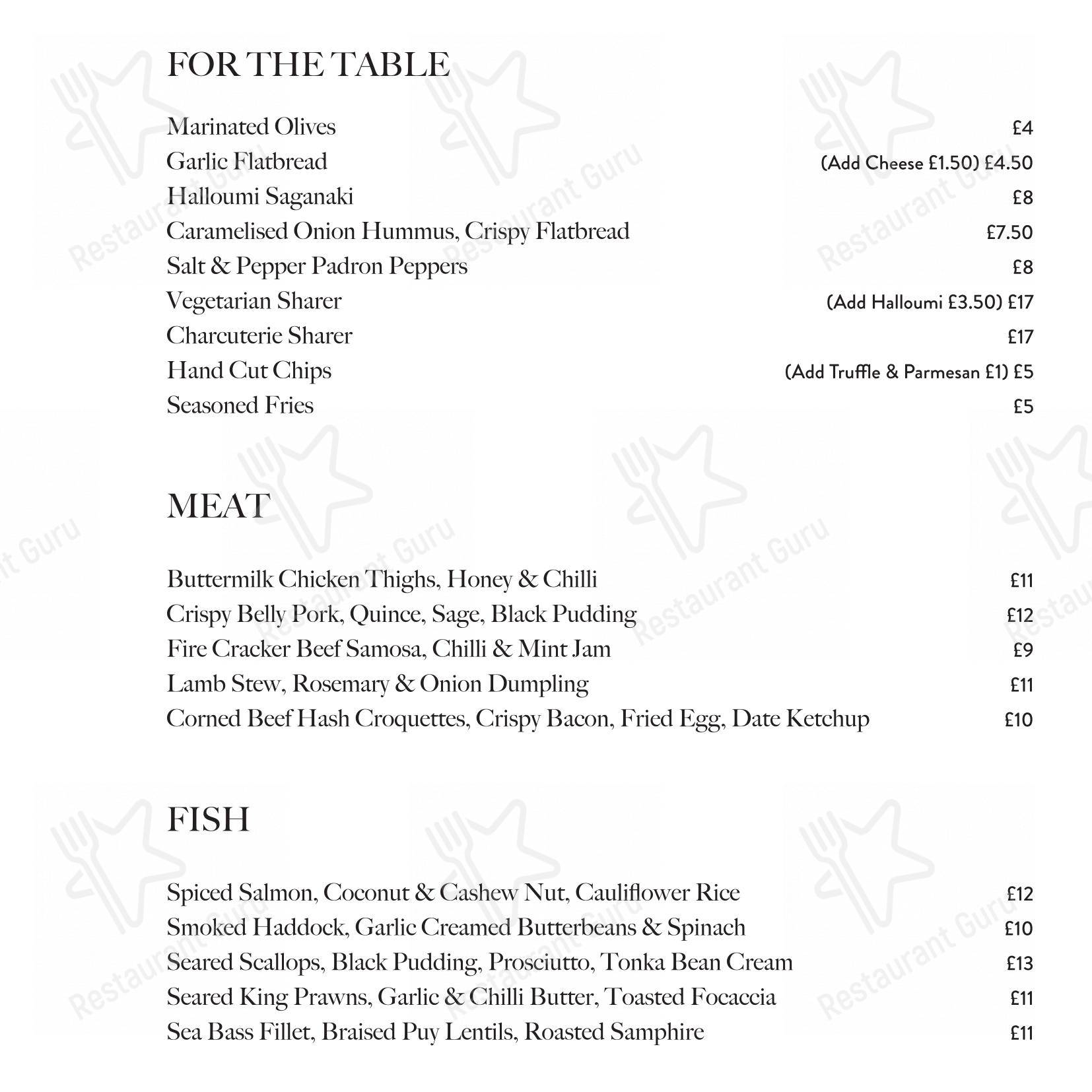 Menu at Suburban Green restaurant, Wilmslow