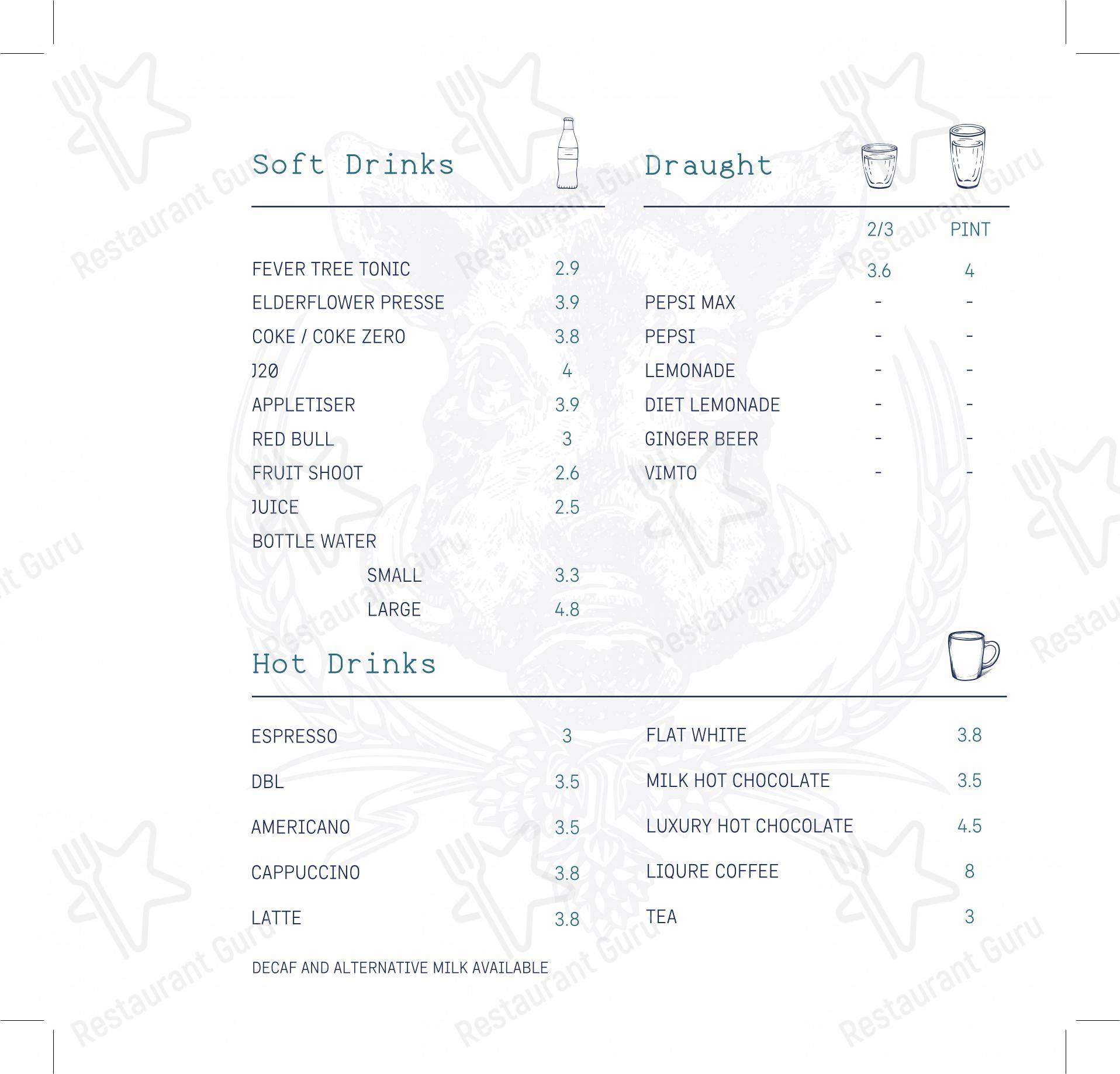 Menu at The Boars Head, Templeton pub & bar, Narberth