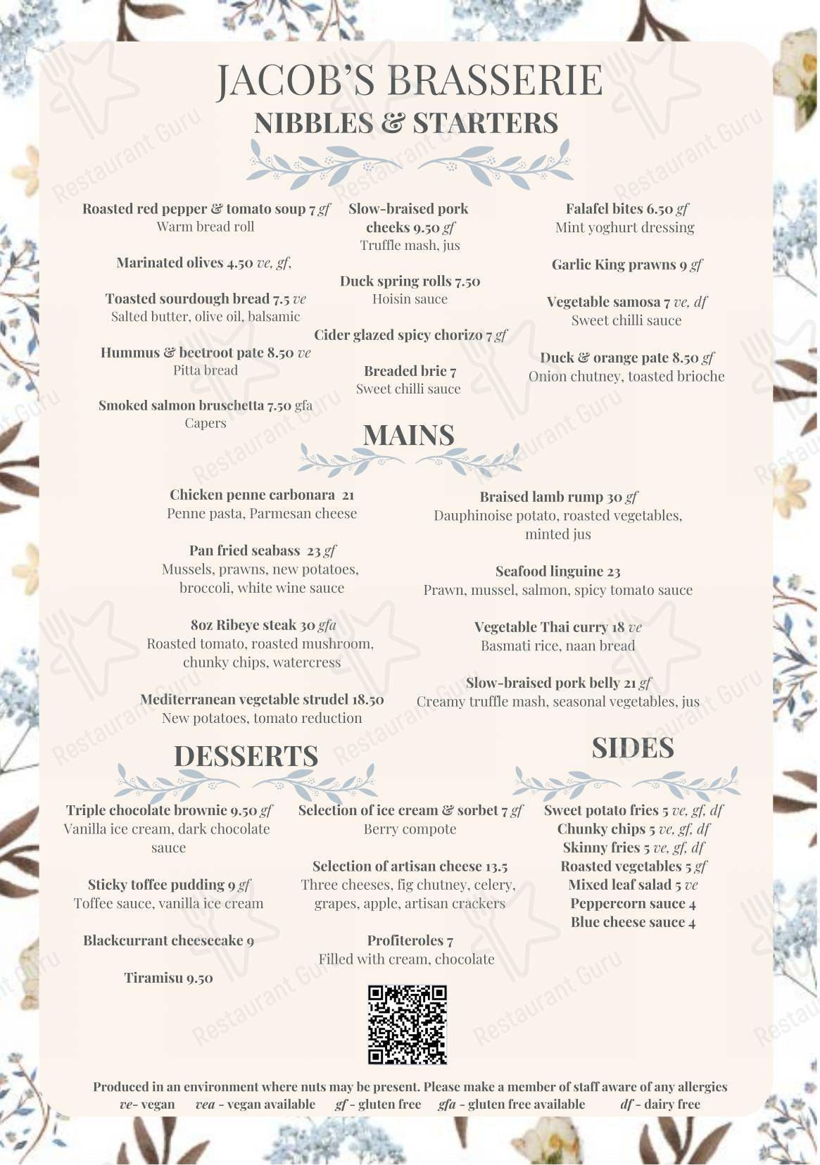 Menu at The Chester Crabwall Manor Restaurant, Chester, Parkgate Road