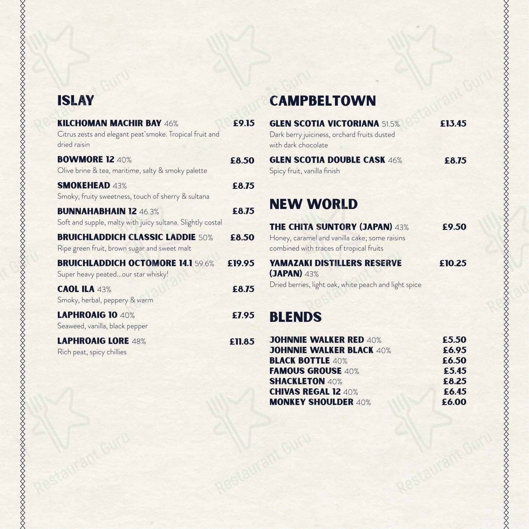 Menu at The Piper's Rest pub & bar, Edinburgh