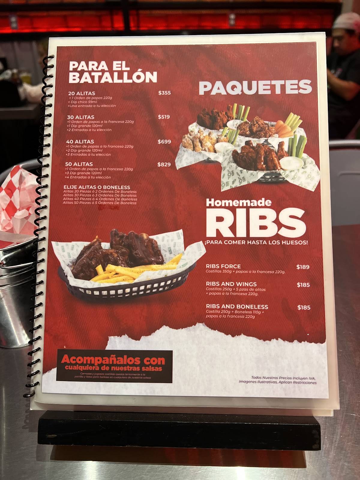 Menu at Wings Force Oriente restaurant, Tuxtla Gutiérrez