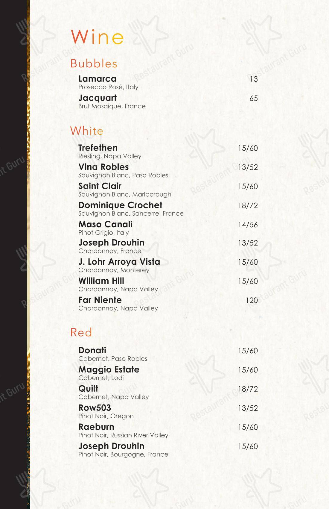 Menu at Yuzu Japanese Sushi Bar, Costa Mesa
