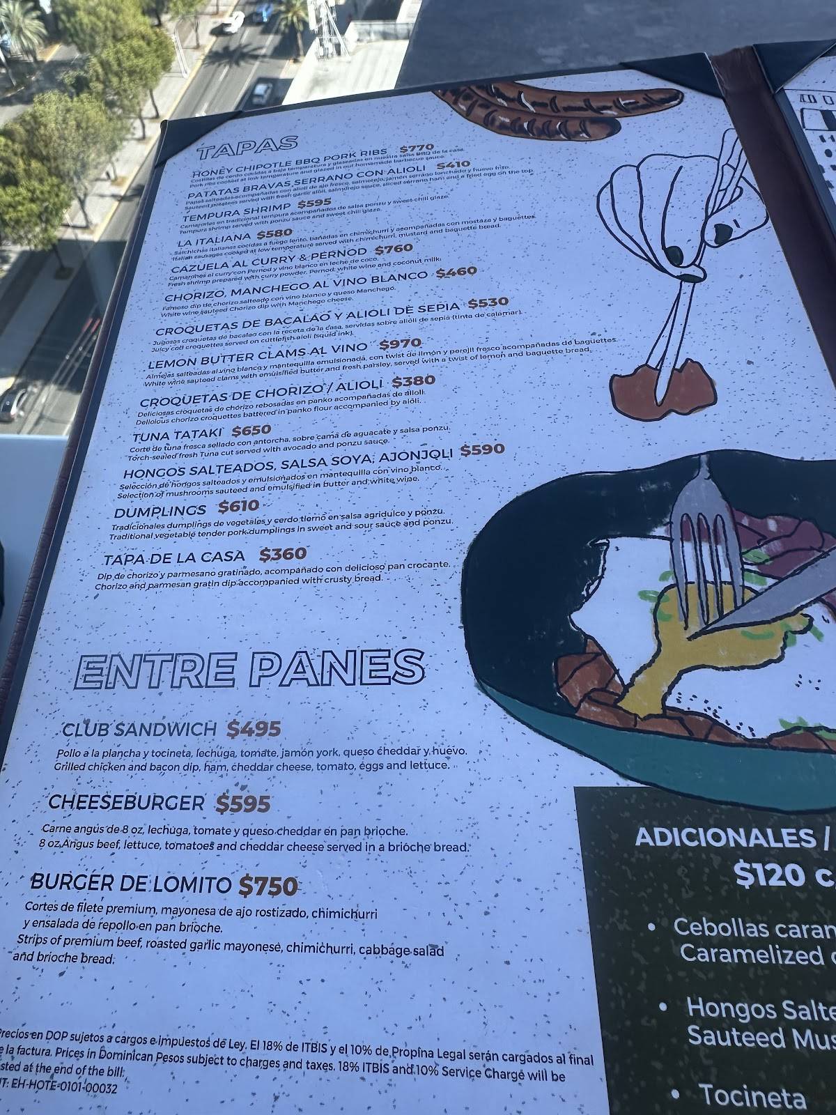 Menu at 107 Rooftop pub & bar, Santo Domingo