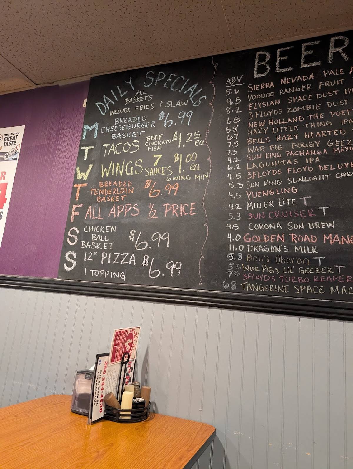 Menu at 11th Frame pub & bar, Columbia City
