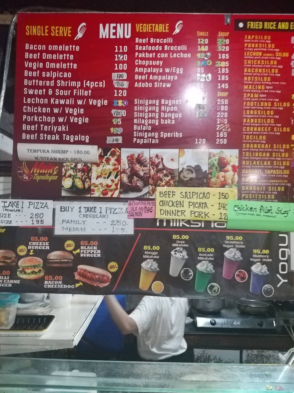 Menu at 1534 Main St Tapsilogan restaurant, Manila