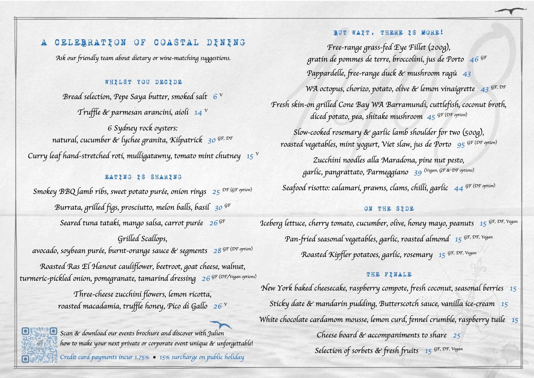 Menu at 1908 Cronulla Social Restaurant & Cocktail Bar, Cronulla