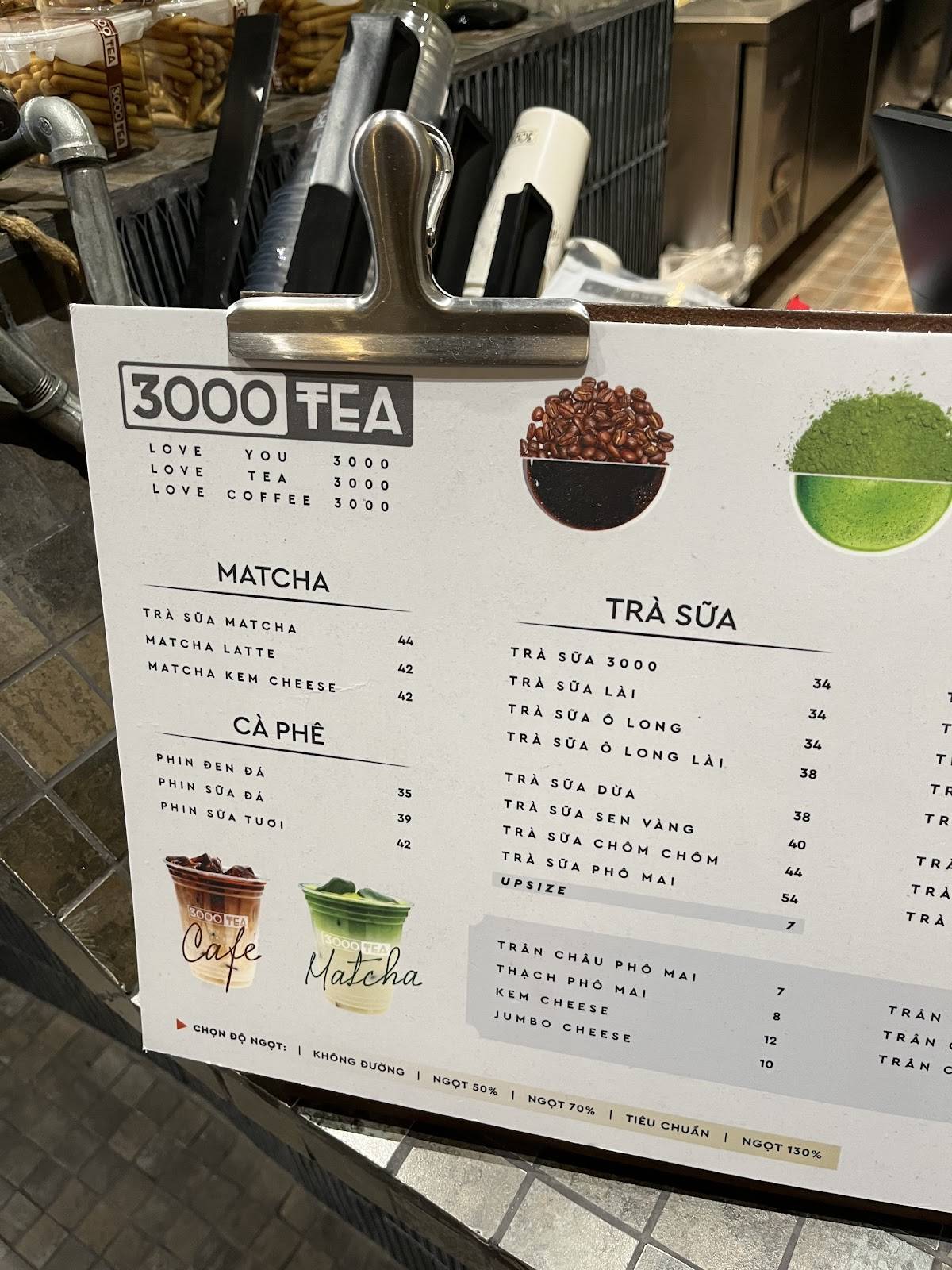 Menu at 3000 TEA - Trần Phú, Thu Dau Mot