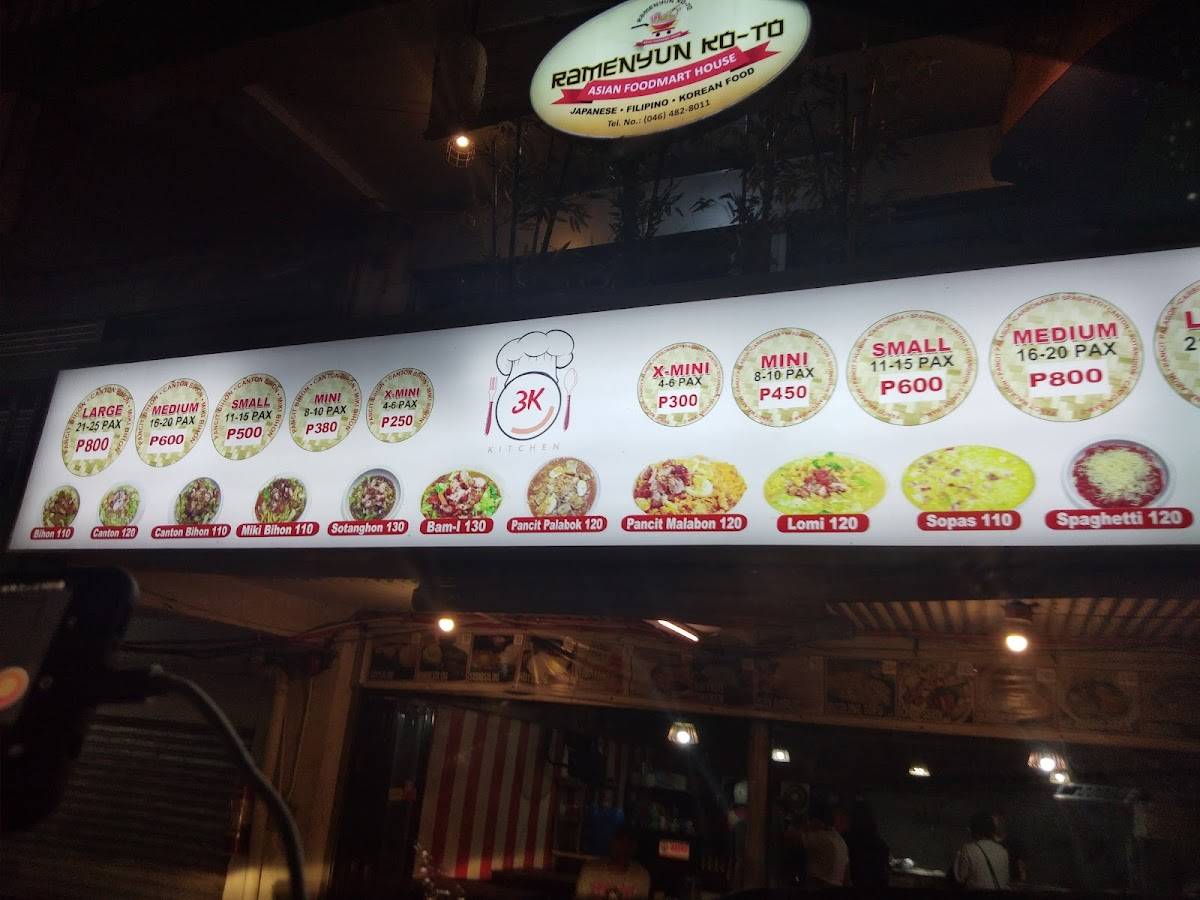 Menu at 3K Kitchen-Gen-Tri Branch restaurant, General Trias