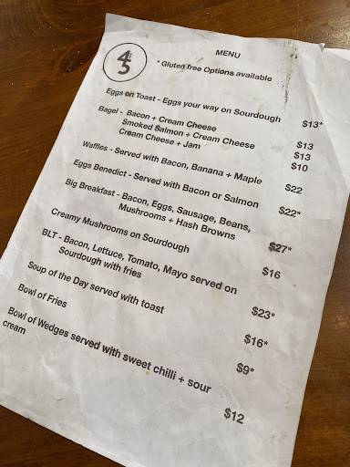 Menu at 45 Cafe, Methven