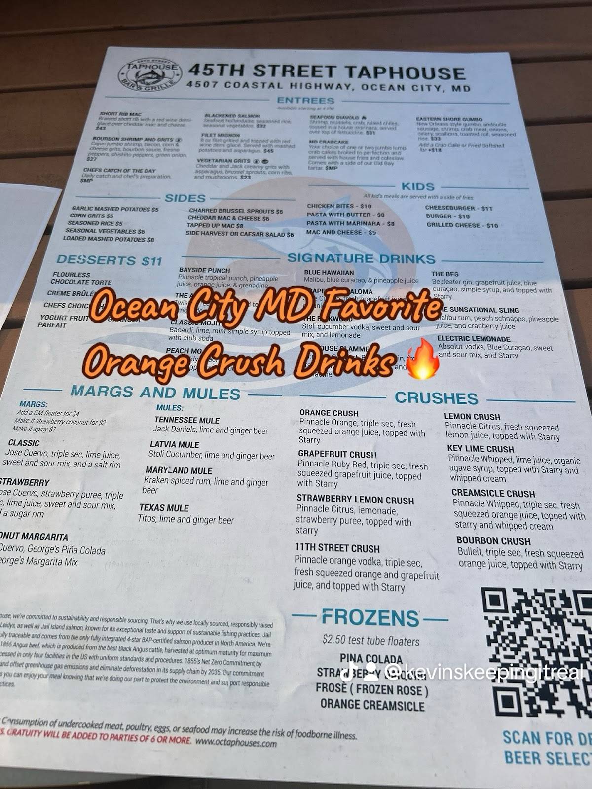 Menu at 45th Street Taphouse Bar & Grille, Ocean City