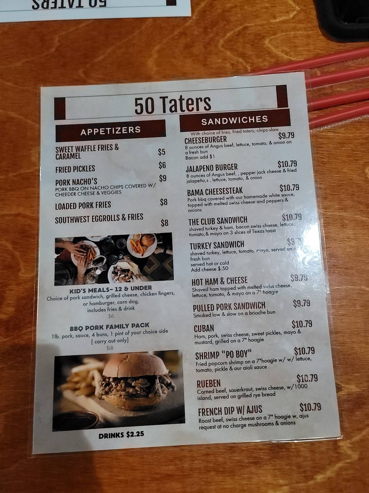 Menu at 50 Taters BBQ, Scottsboro, County Park Rd