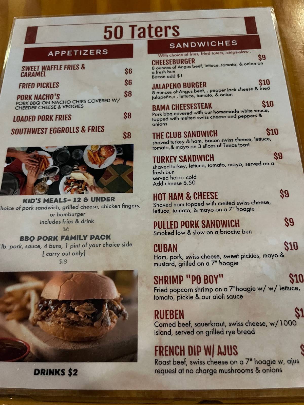 Menu at 50 Taters BBQ, Scottsboro, County Park Rd