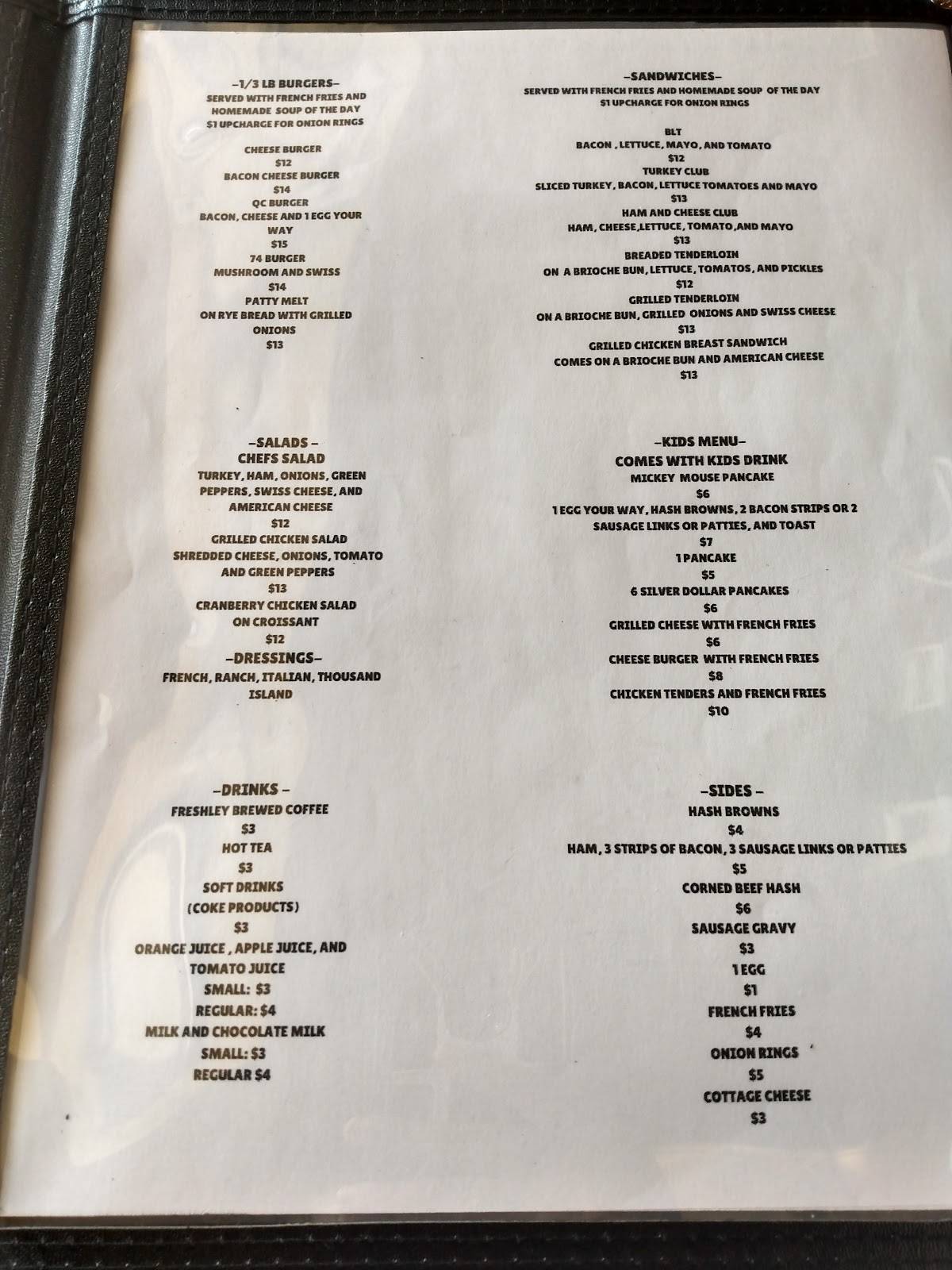 Menu at 74 Pancake House restaurant, Moline