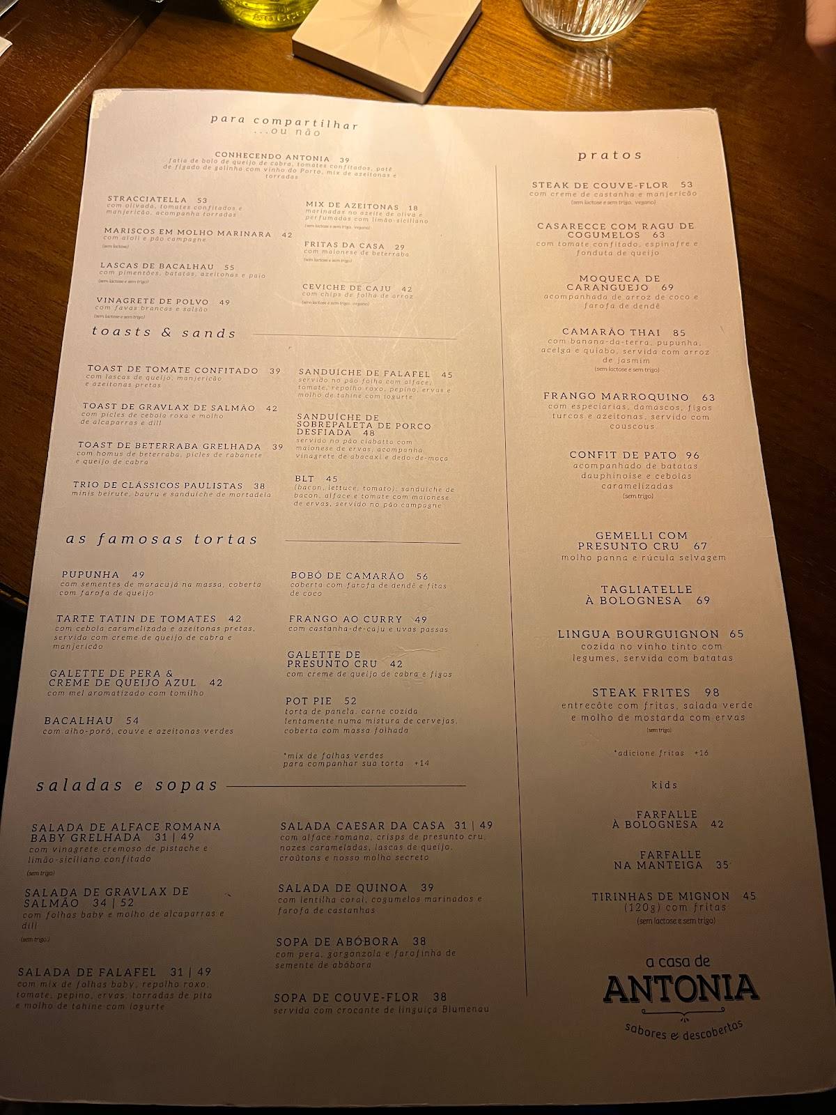 Menu em A Casa De Antônia restaurante, São Paulo