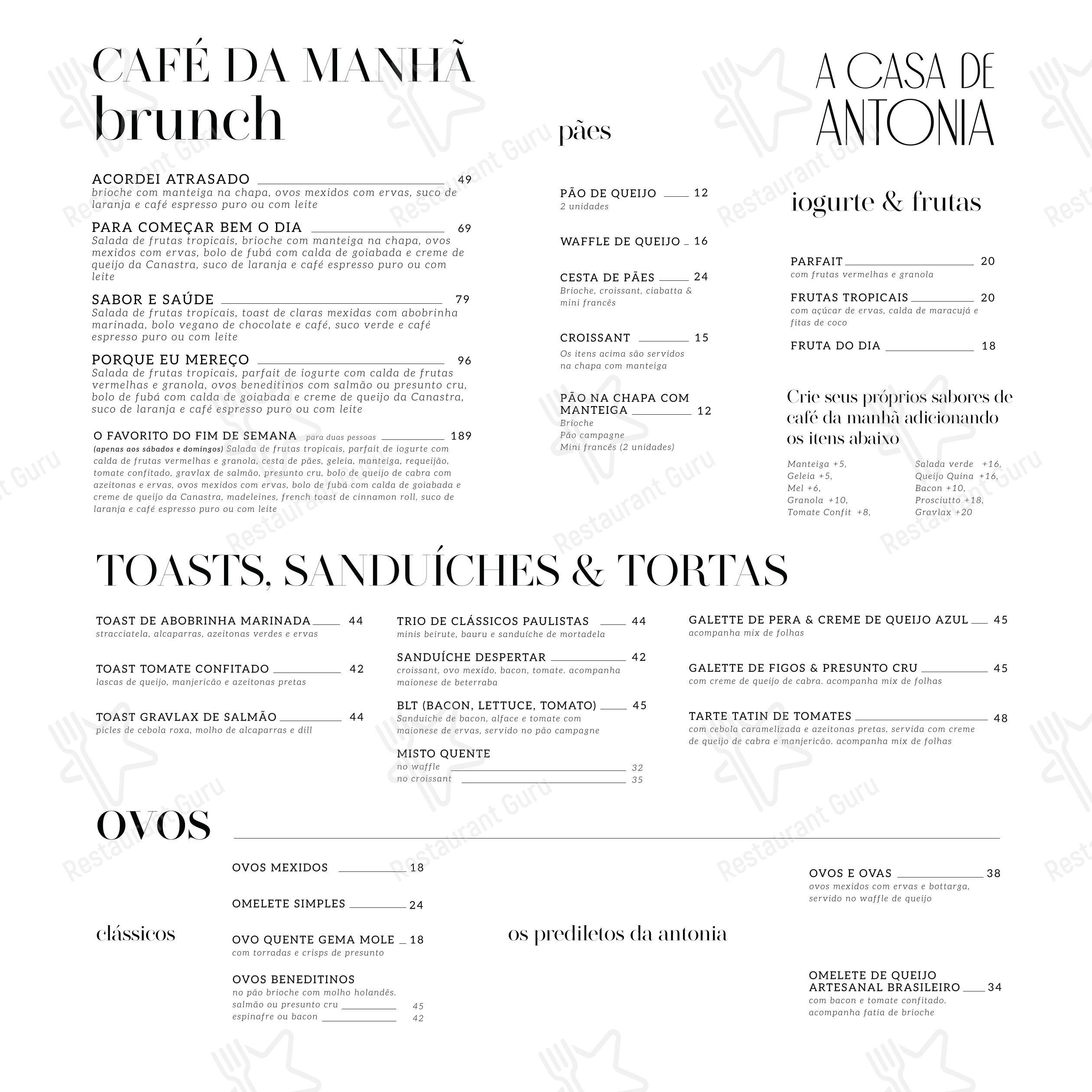 Menu em A Casa De Antônia restaurante, São Paulo