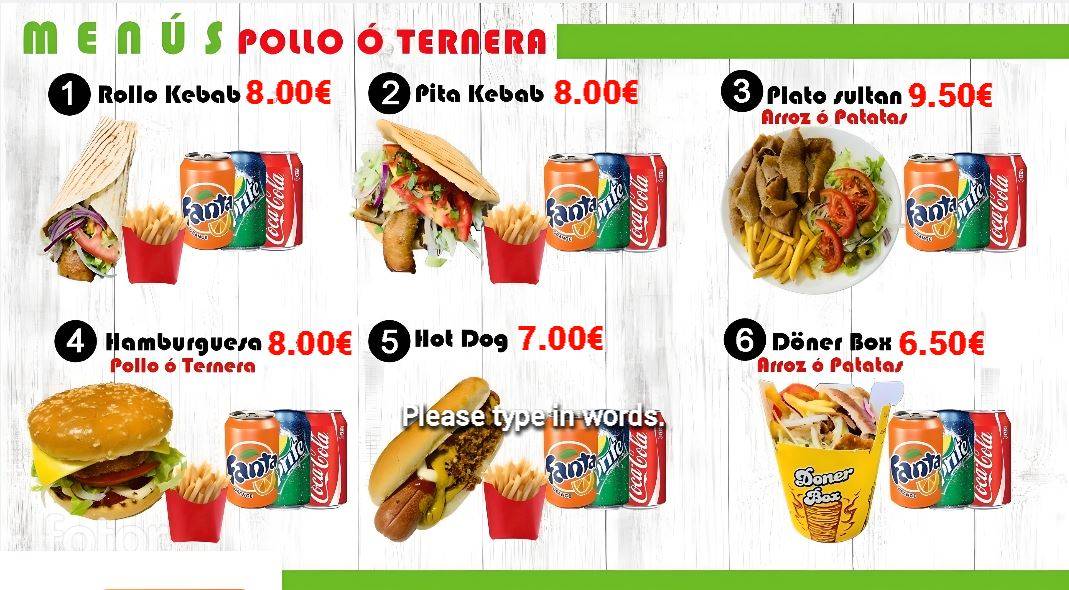 Menu at A La Turca Restaurant, Benalmádena, Av. Antonio Machado