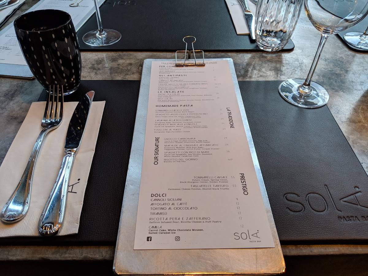 Menu at A Pasta Bar, New York City