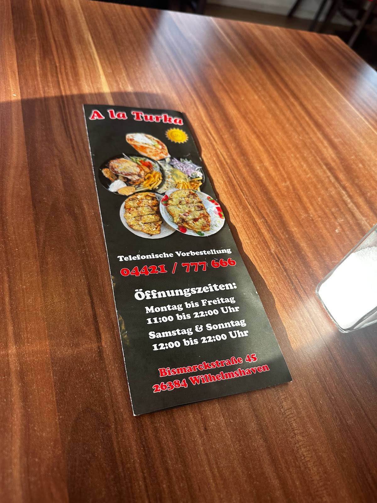 Speisekarte von A la Turka restaurant, Wilhelmshaven