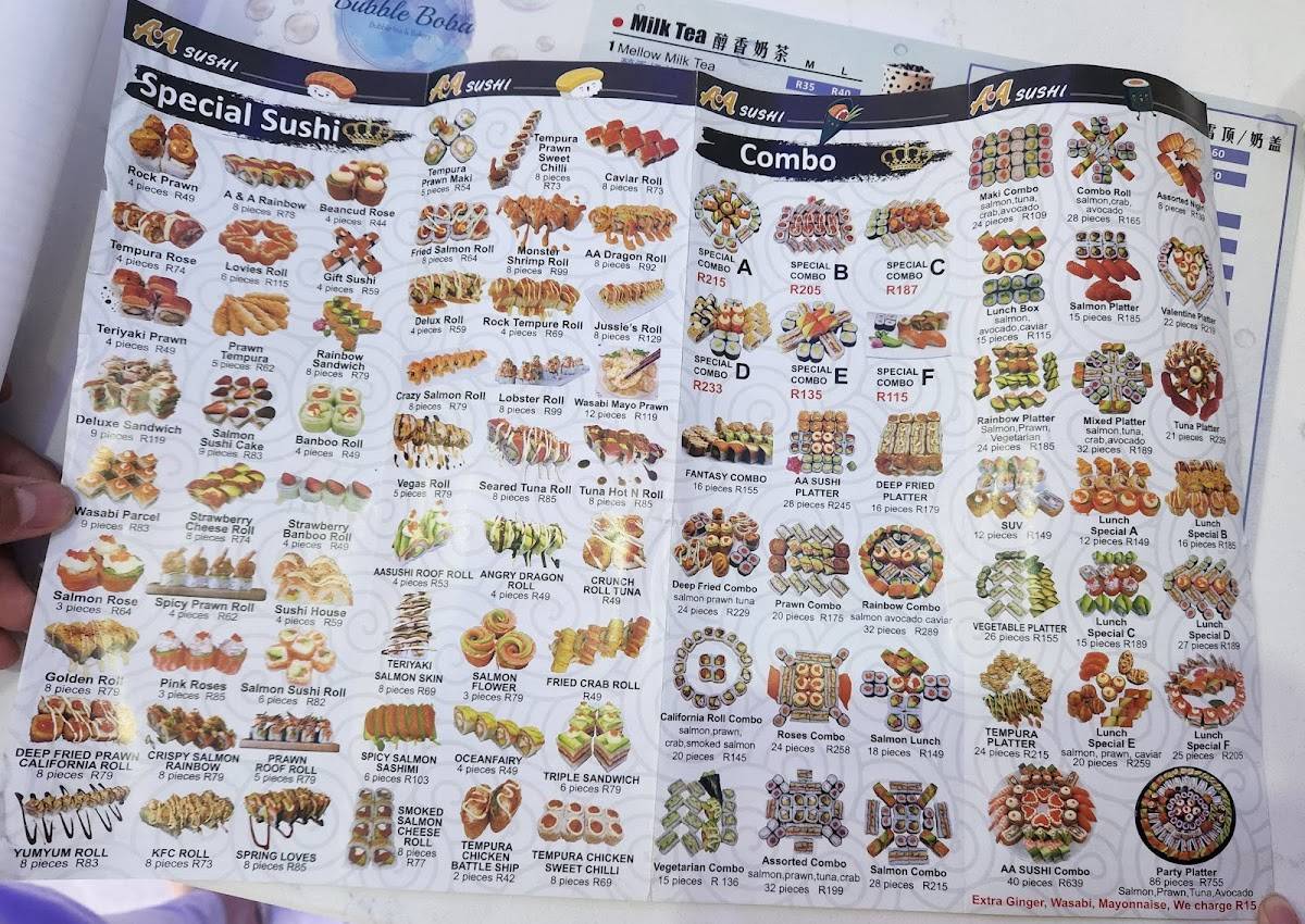 Menu au AA SUSHI Rivonia restaurant, Sandton