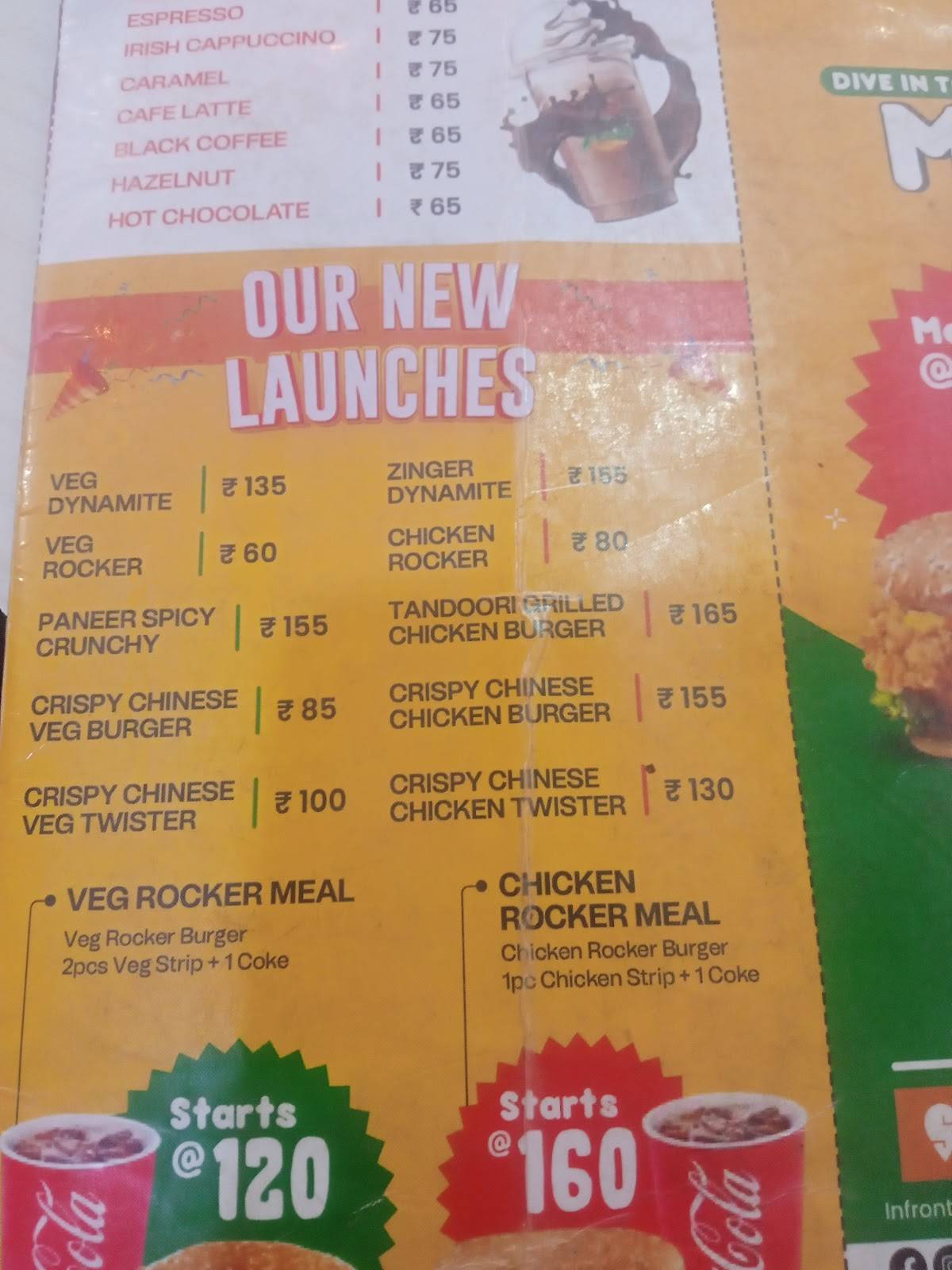 Menu at ACS, Ranchi, East Jail Road