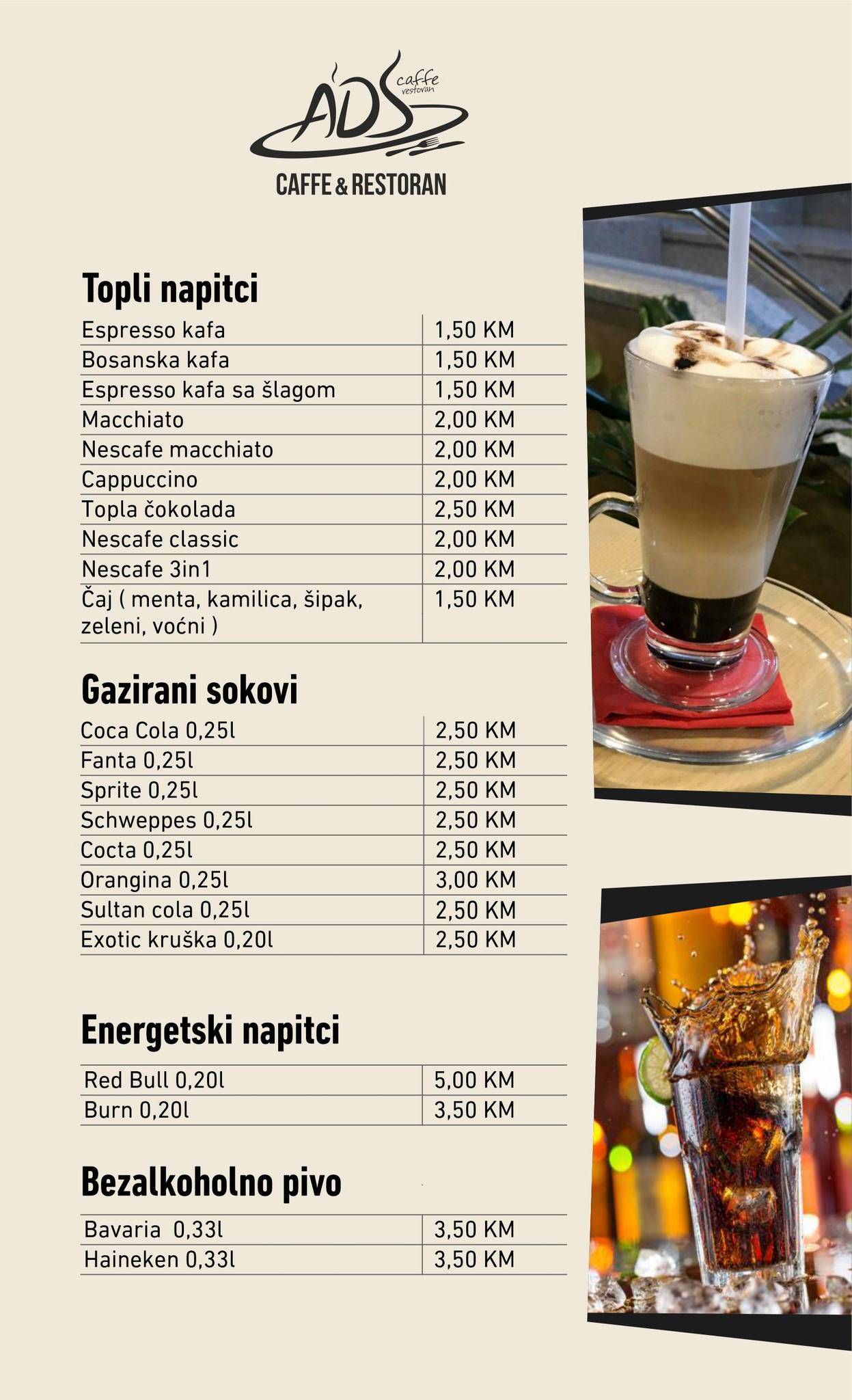 Menu at ADS Caffe & Restoran restaurant, Kakanj