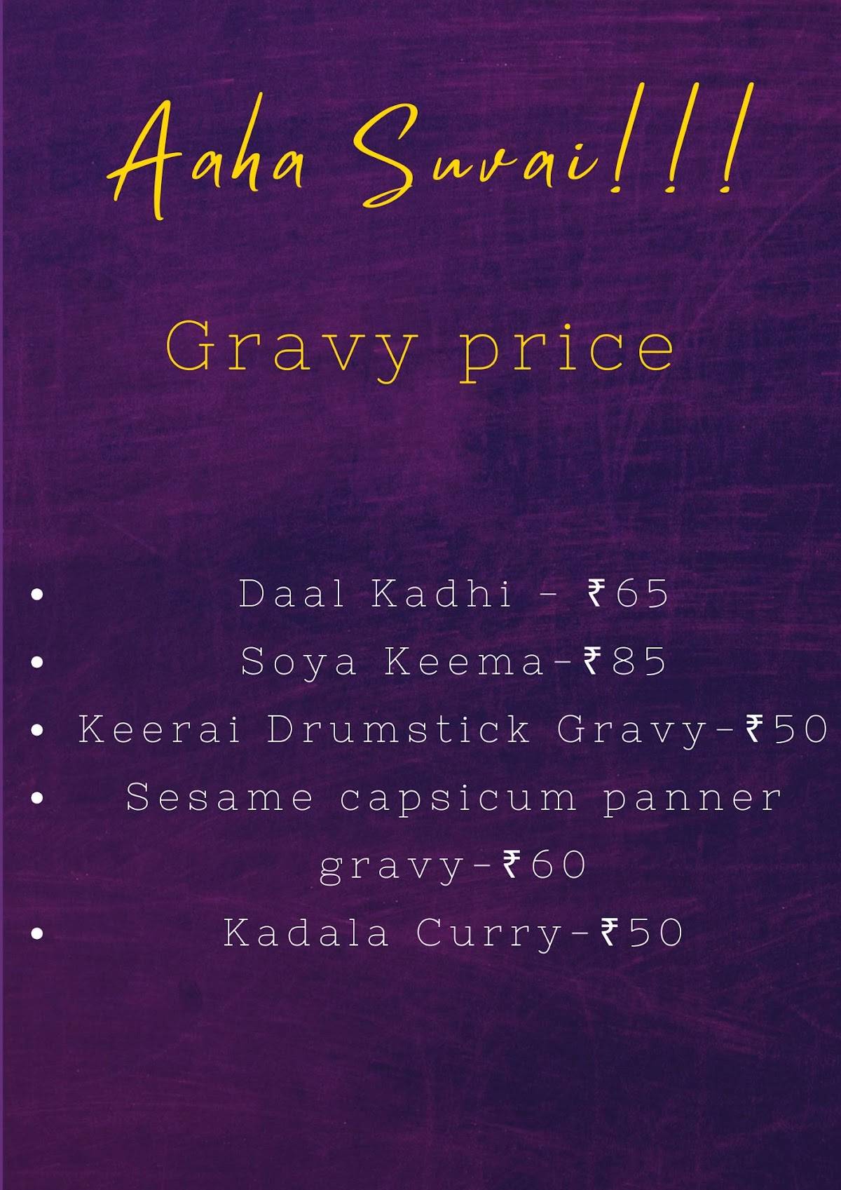 Menu at Aaha Suvai!!!, Chennai