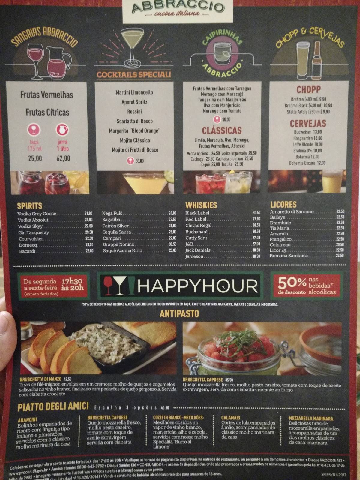 Menu em Abbraccio Cucina Italiana restaurante, São Paulo, 2064 ...