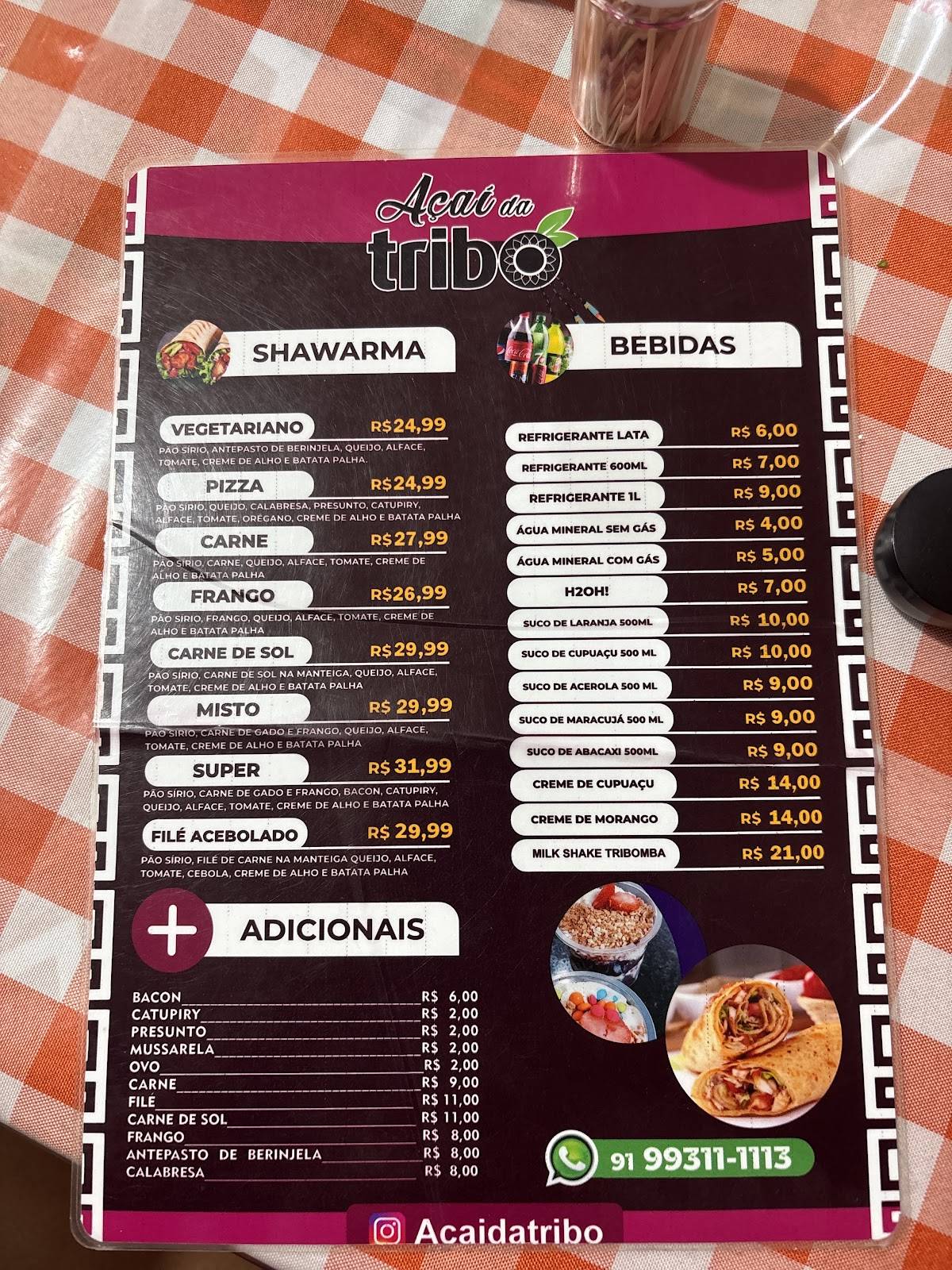 Menu em Açai Da Tribo restaurante, Paragominas