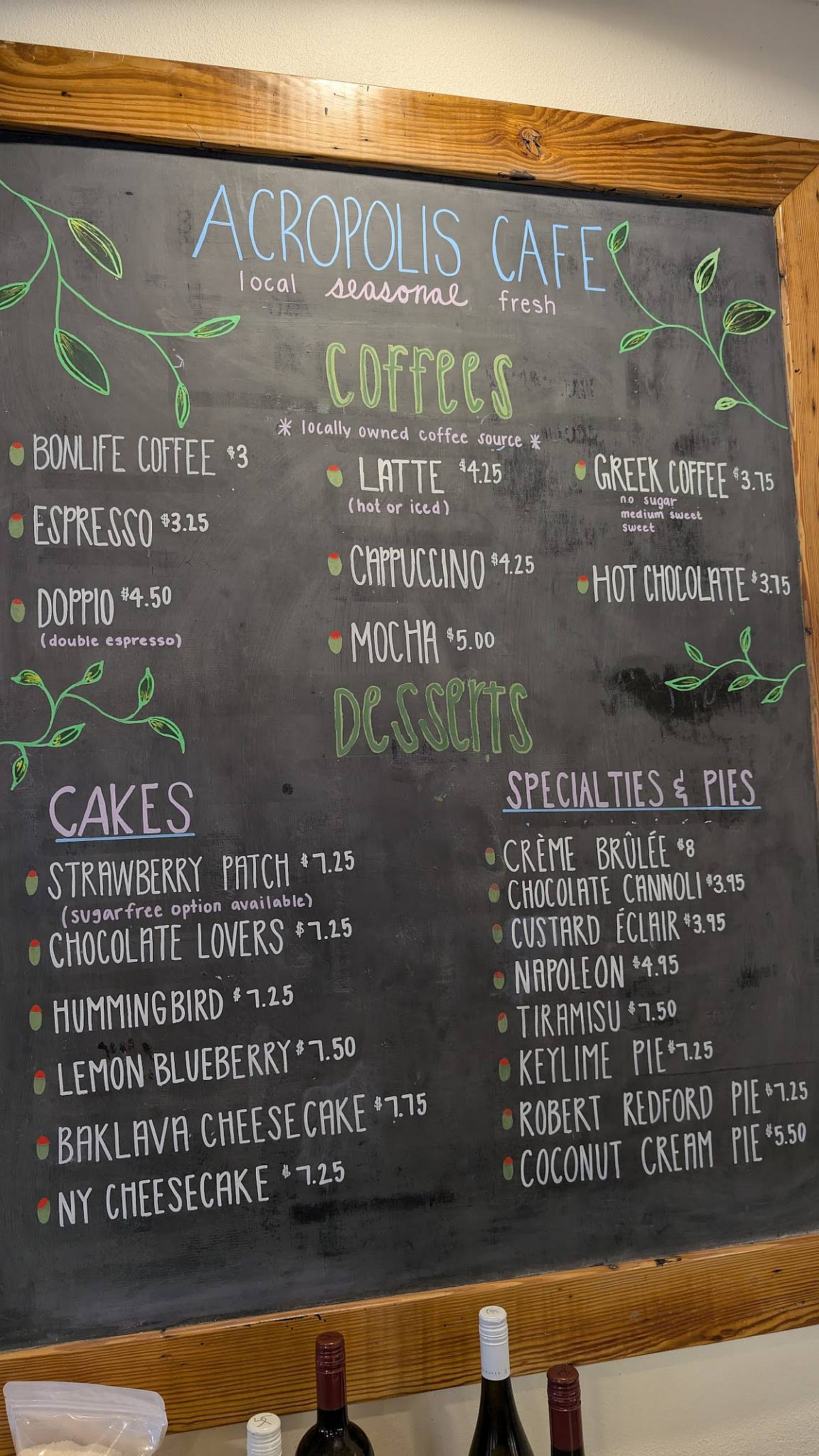 Menu at Acropolis Grill restaurant, Chattanooga