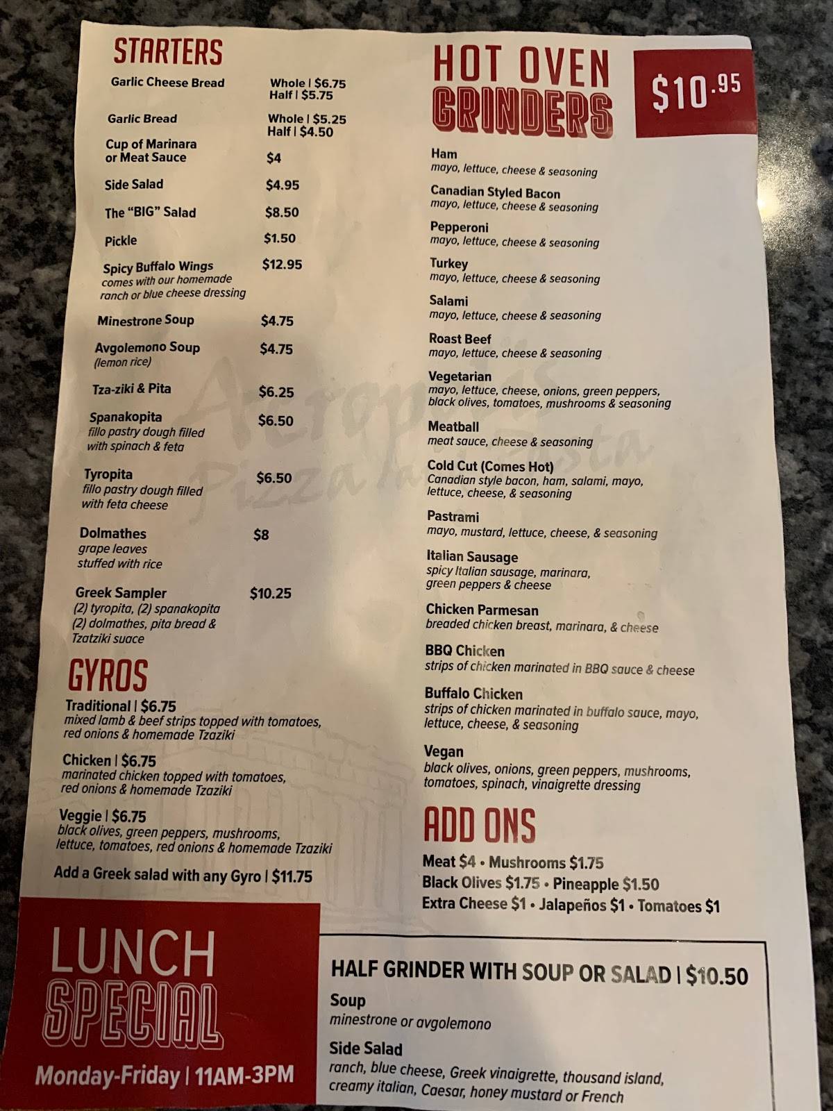 Menu at Acropolis Pizza & Pasta - Kirkland pizzeria, Kirkland