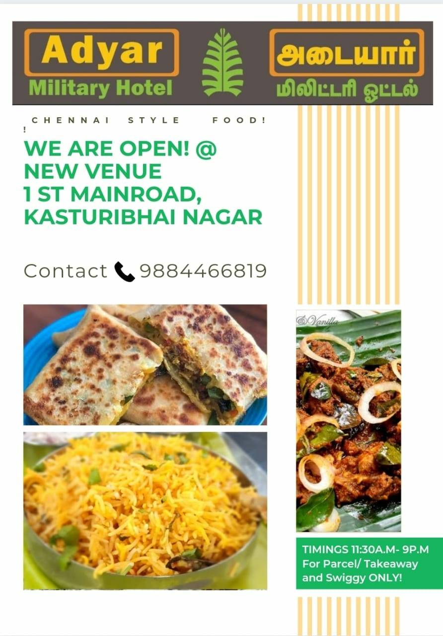 Menu at Adyar Military Hotel, Chennai, 20