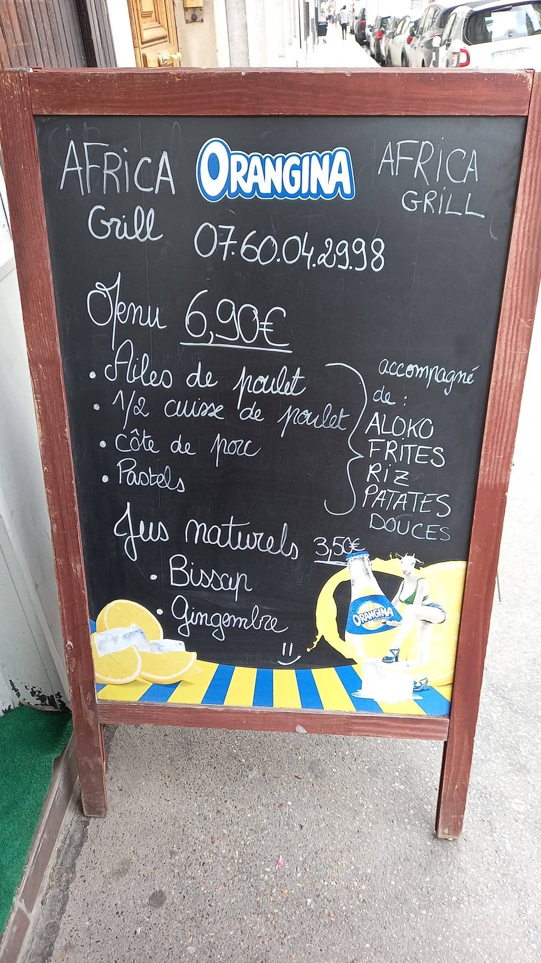 Menu at Africa Grill restaurant, Paris, 95 bis Rue du Mont-Cenis