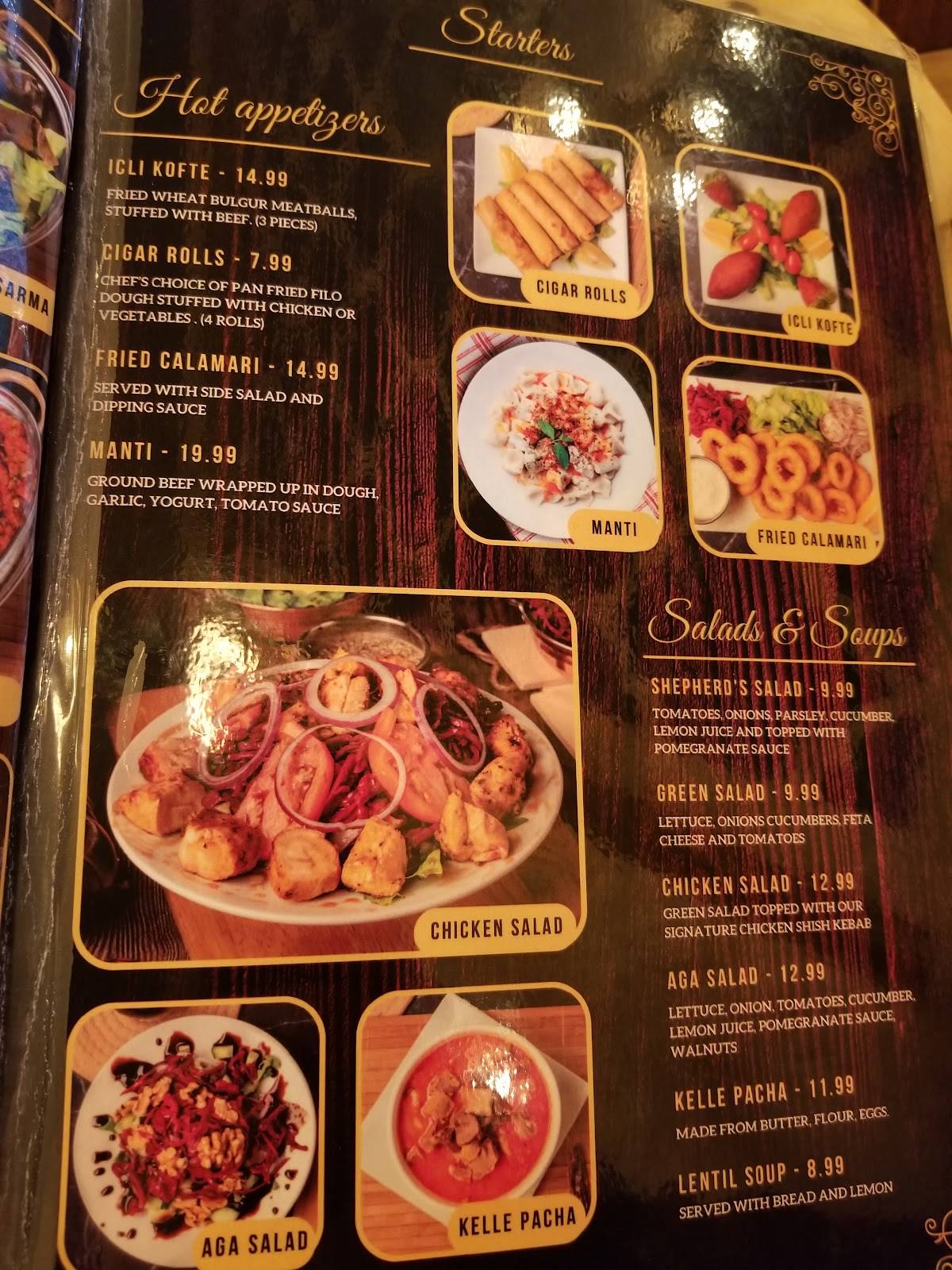 Menu at Agha Turkish Restaurant, Mississauga