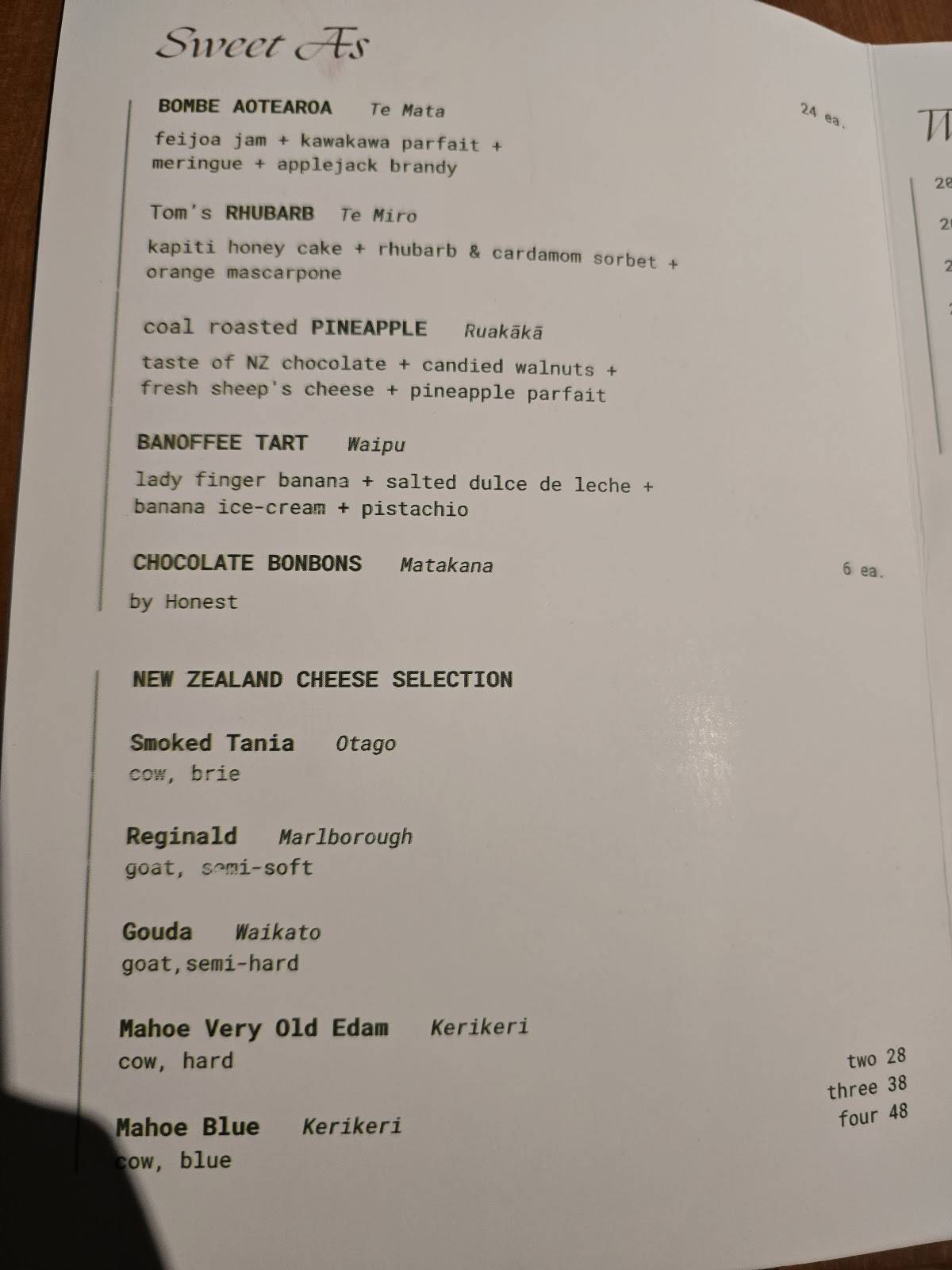 Menu at Ahi. restaurant, Auckland