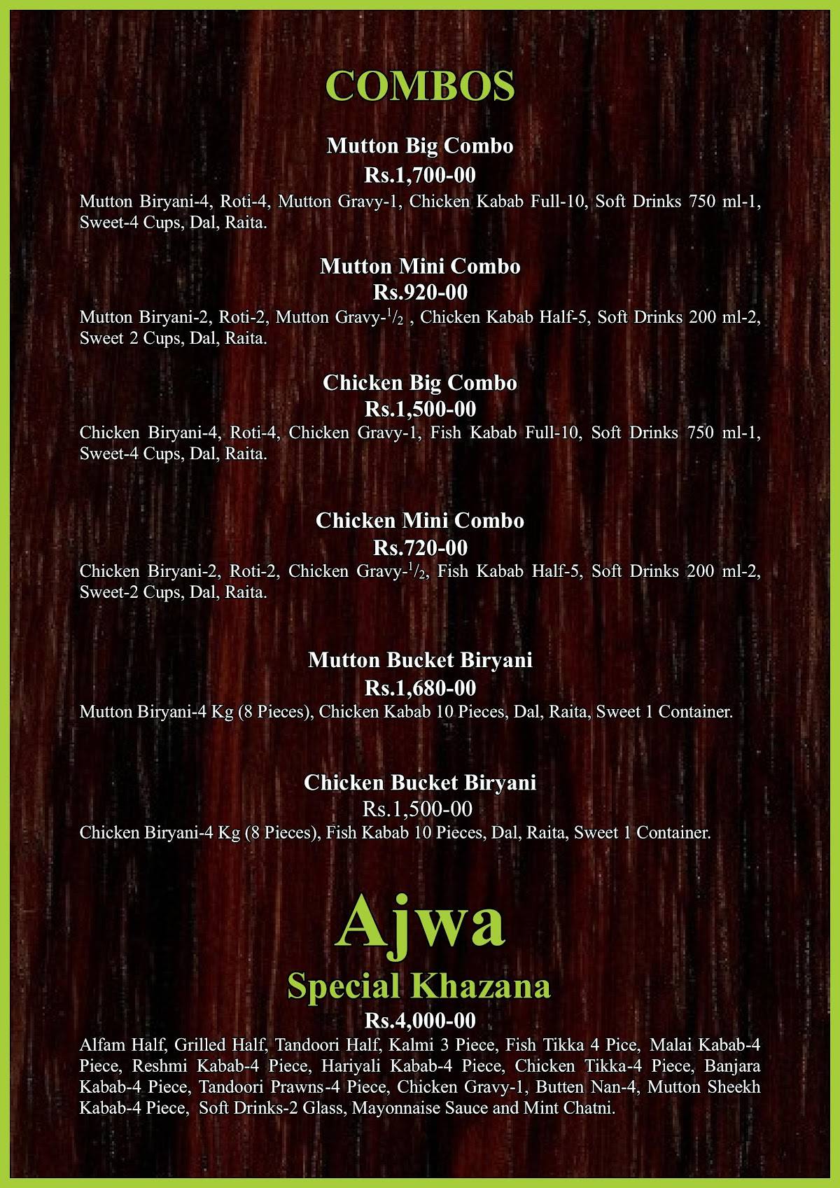 Menu at Ajwa Family Restaurant (ಅಜ್ವಾ ಫ್ಯಾಮಿಲಿ ರೆಸ್ಟೋರೆಂಟ್), Mysuru