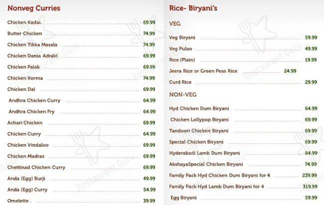 Menu at Akshaya Patra, Authentic Indian Restaurant, Midrand