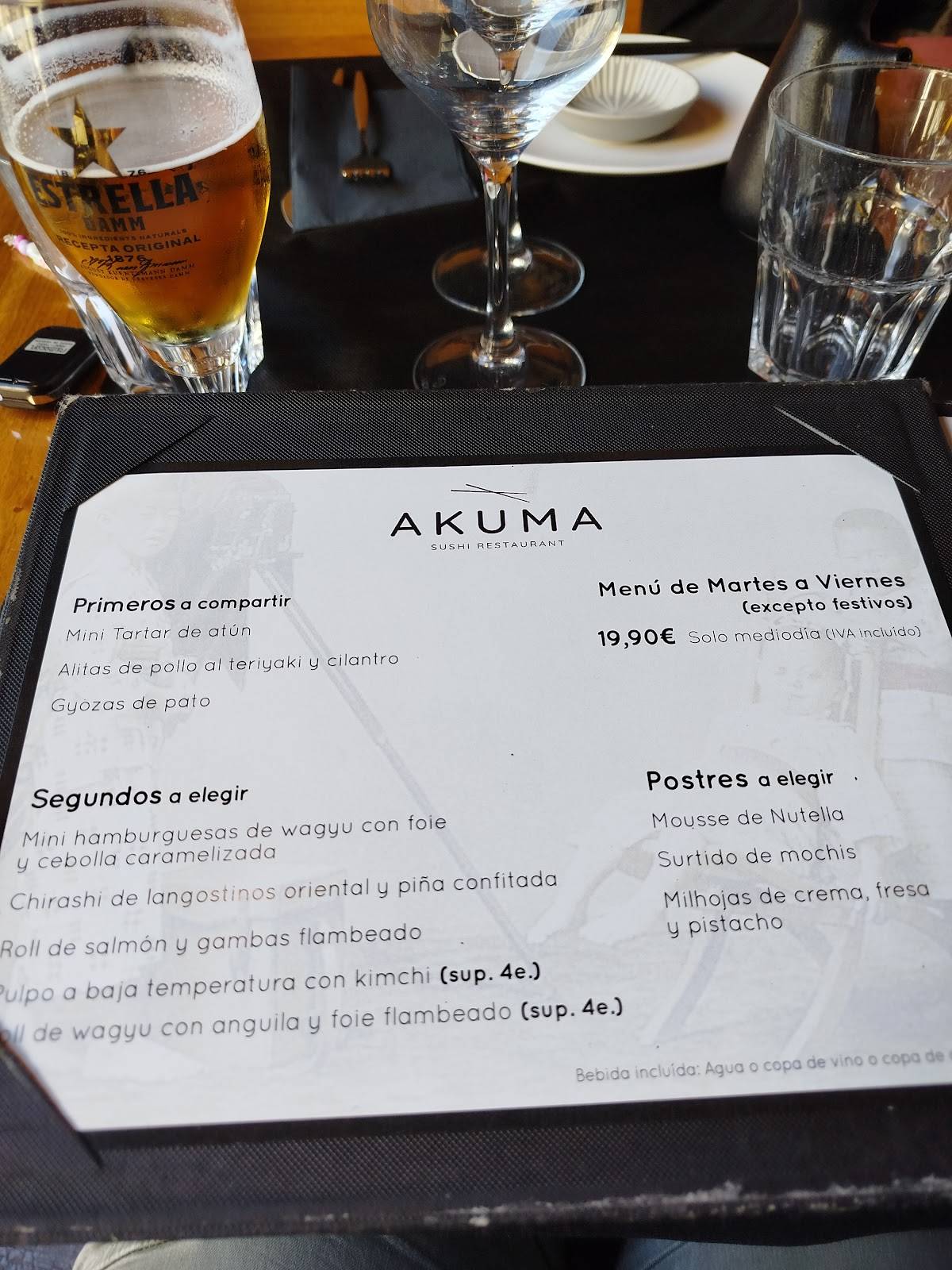 Carta de Akuma Sushi Restaurant, Blanes